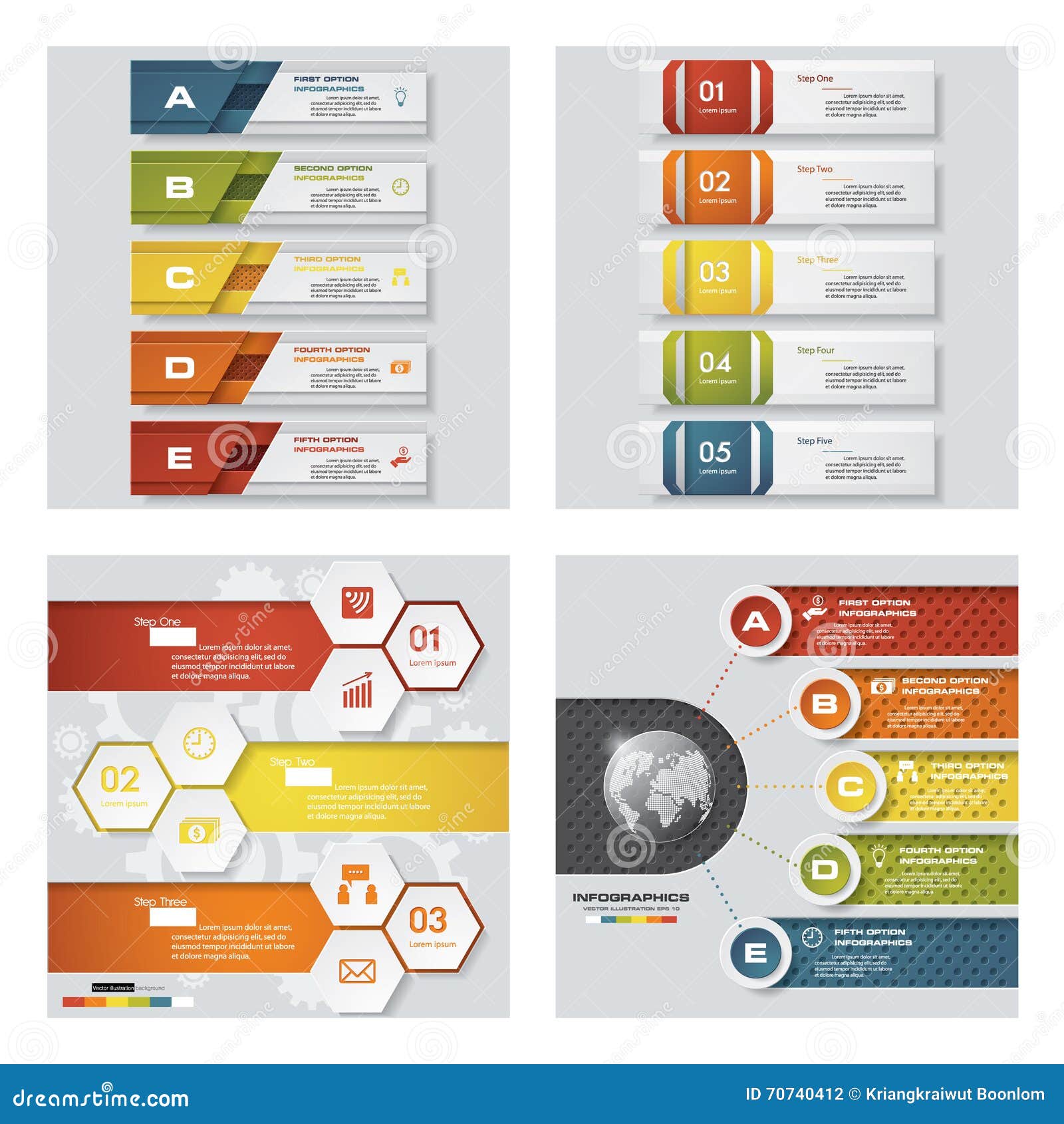 Collection of 4 Design Colorful Presentation Templates. Vector ...