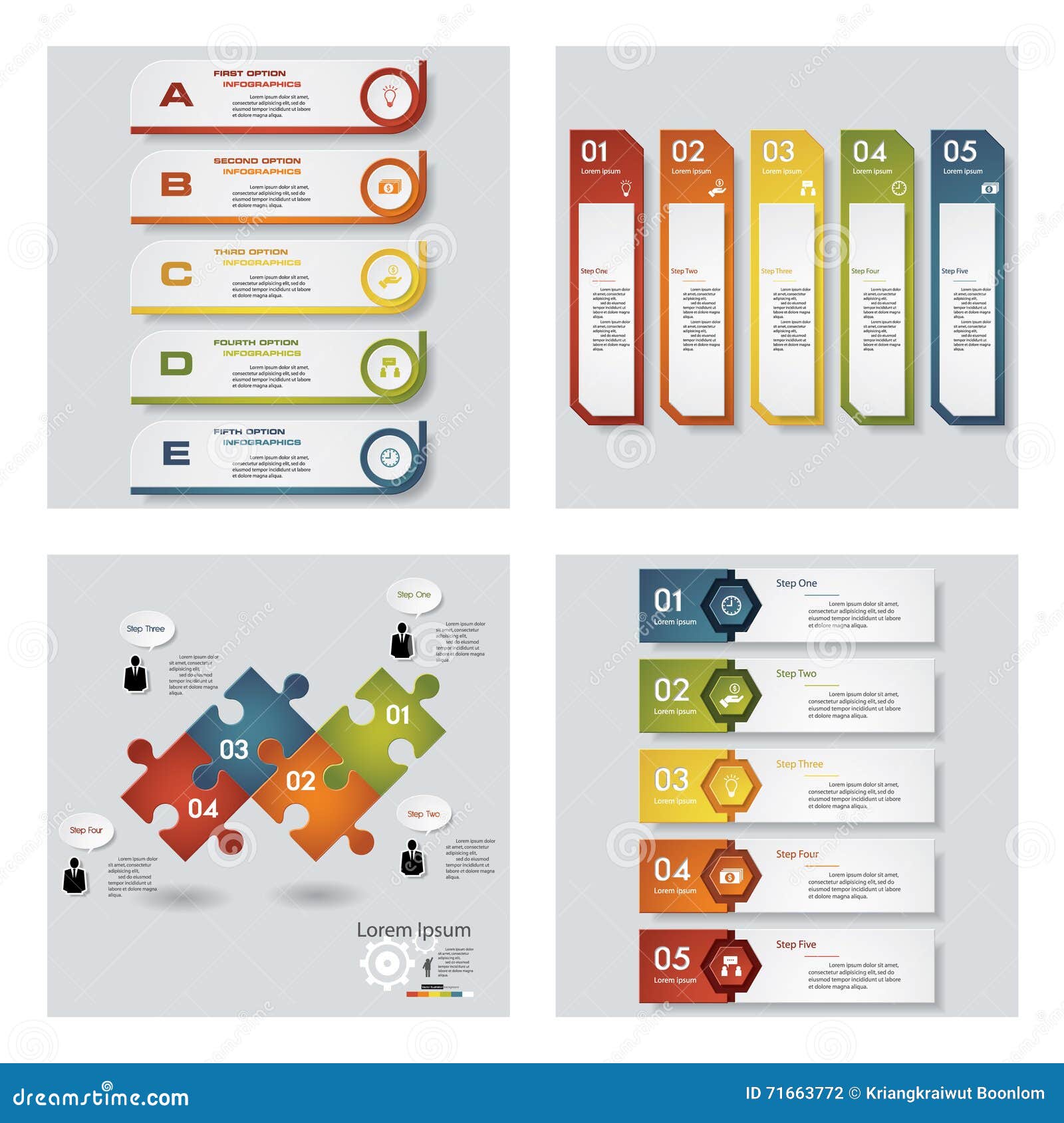 Collection of 4 Design Colorful Presentation Templates. Vector ...