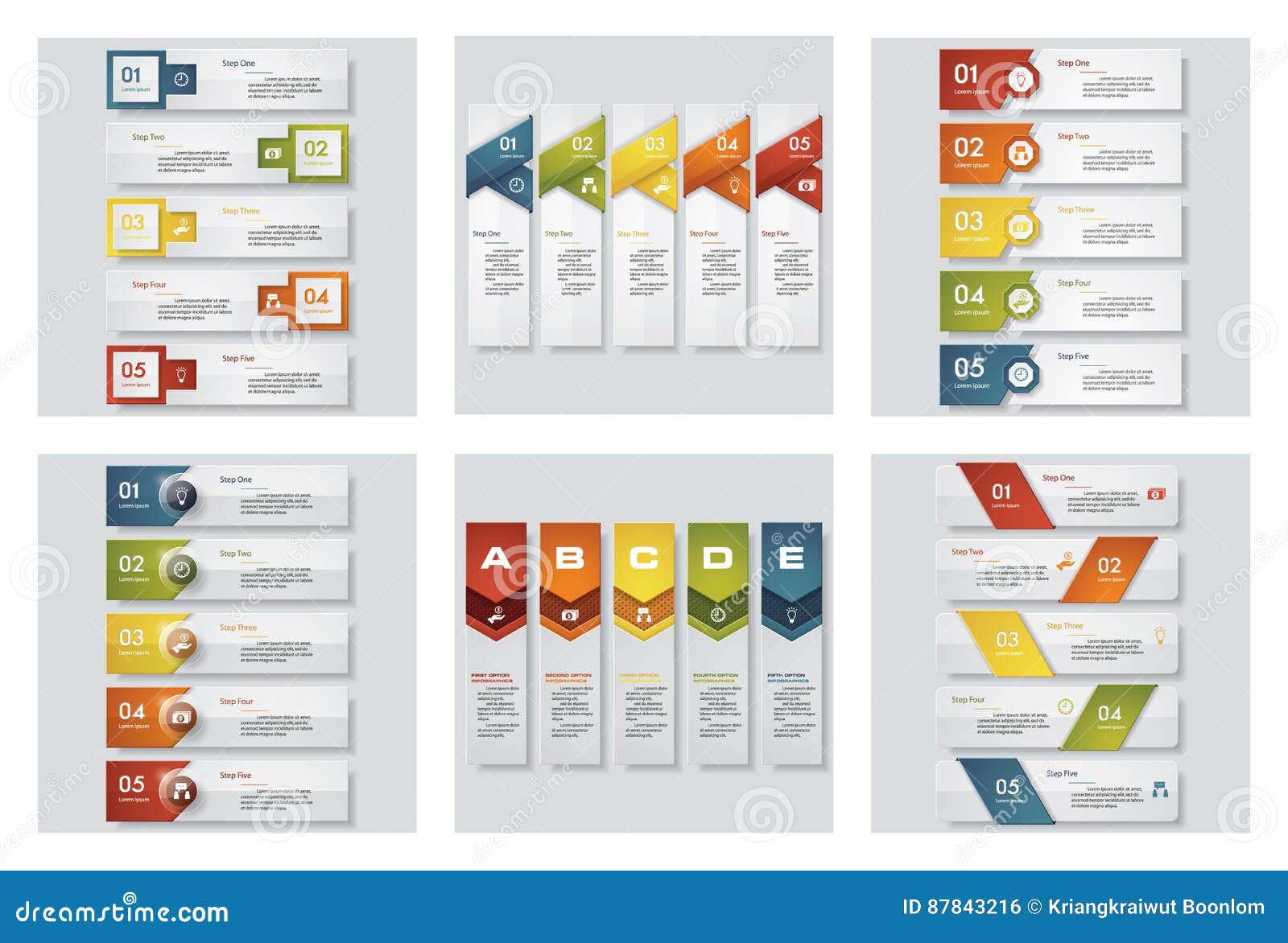 Collection of 6 Design Colorful Presentation Templates. Vector ...