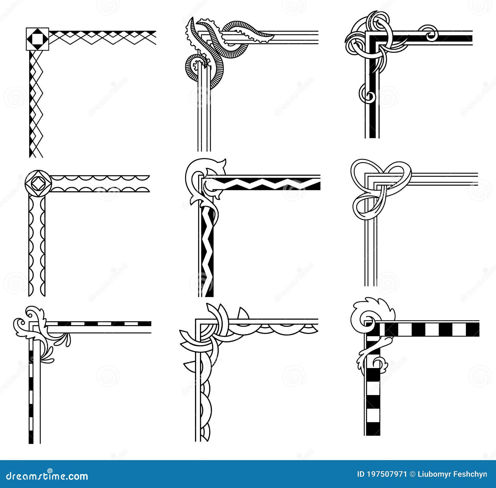 Collection Design Corners. Retro Design Element for Invitations, Frames ...