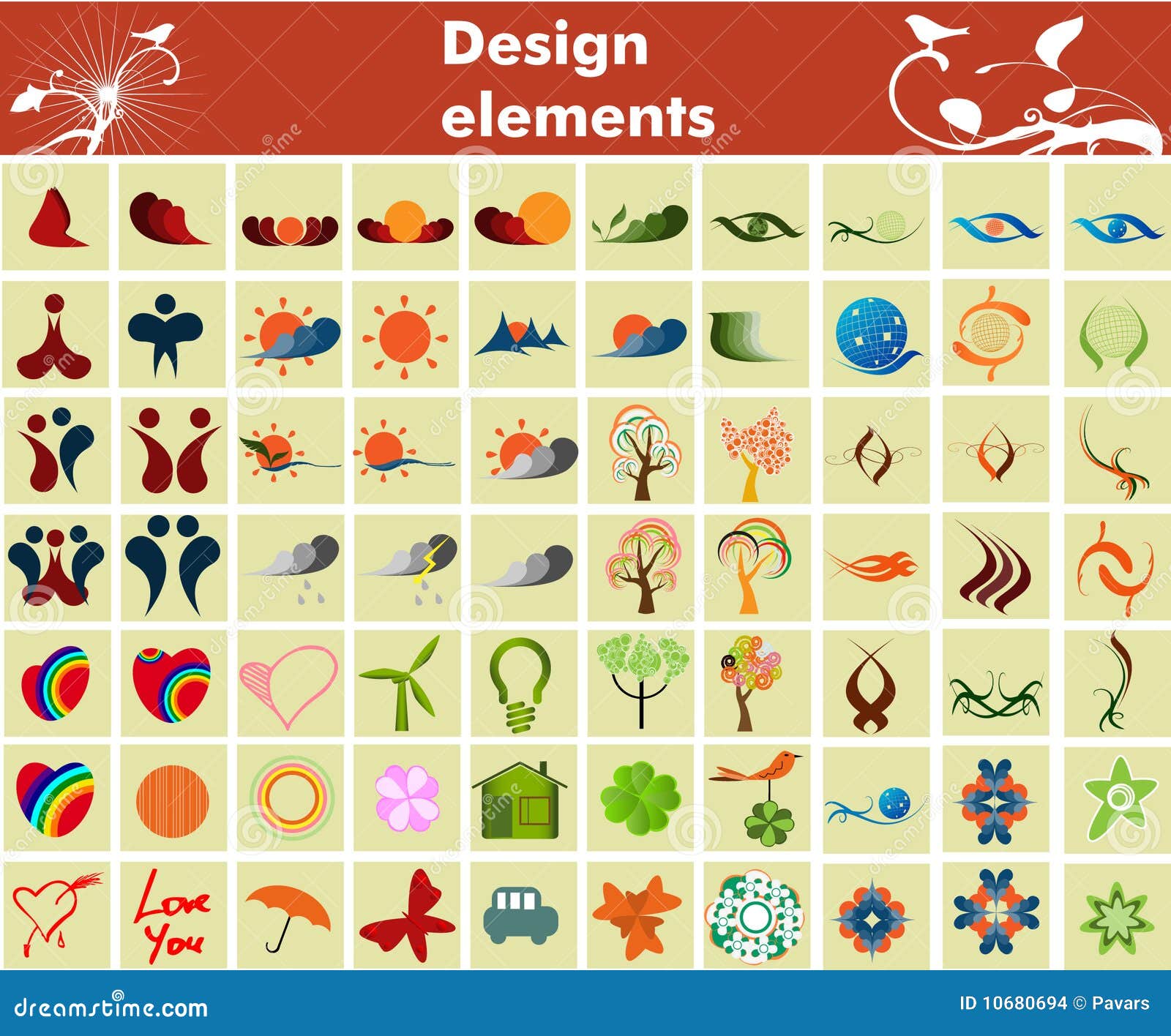 Collection of Design Elements Stock Vector - Illustration of element ...