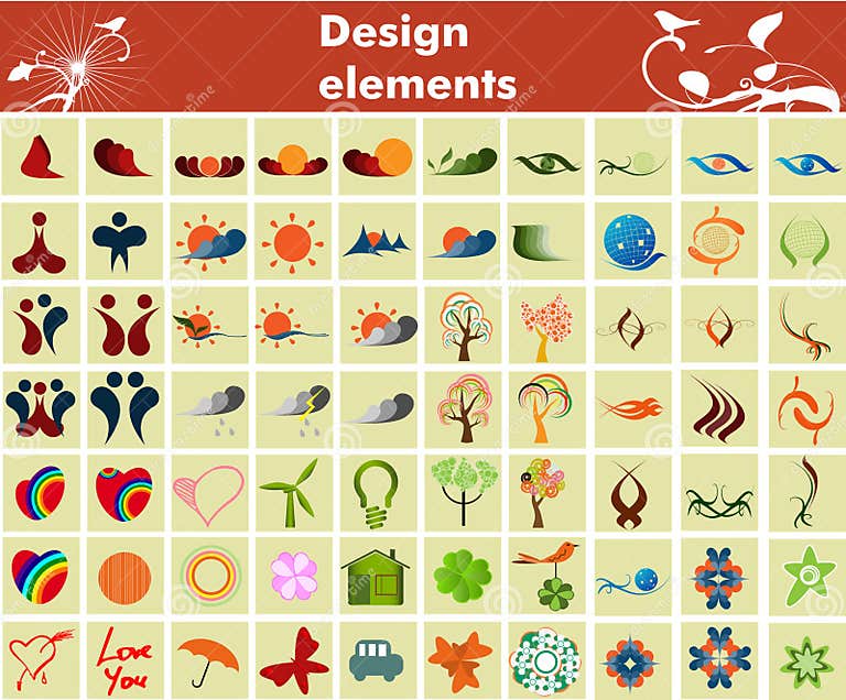 Collection of Design Elements Stock Vector - Illustration of element ...