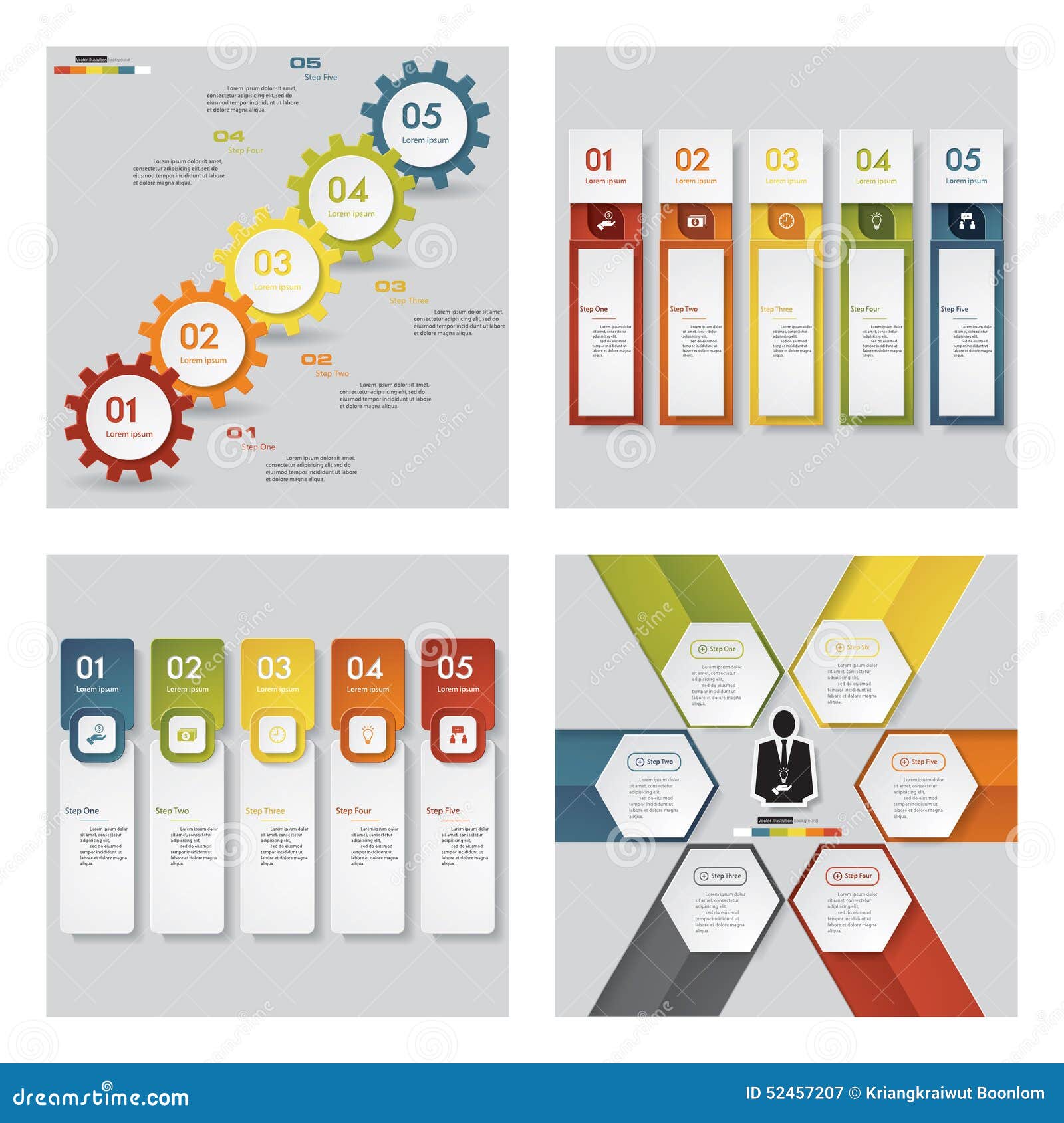 Collection of 4 Design Template Graphic Layout. Vector. Stock Vector ...