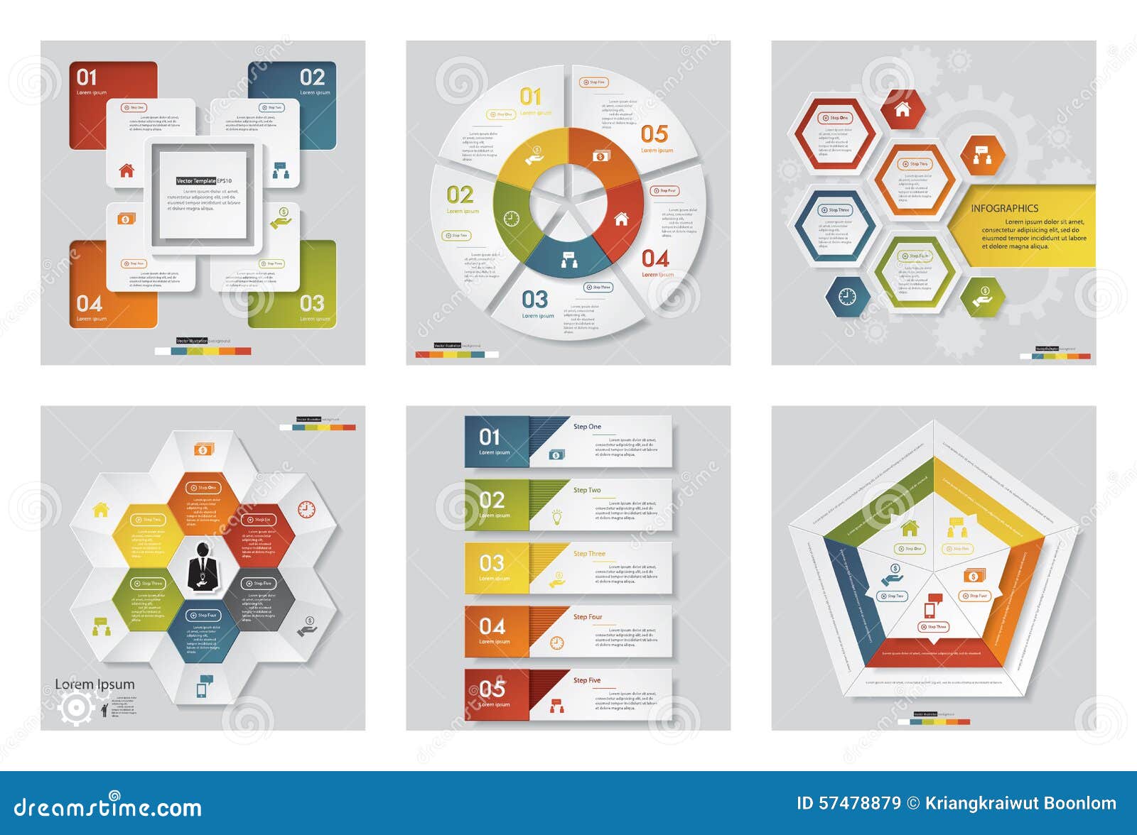 Collection of 6 Design Template/graphic or Website Layout. Vector ...