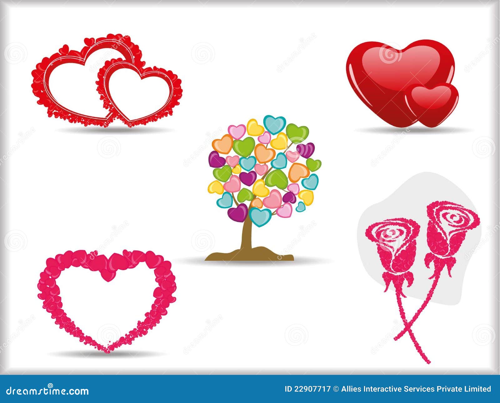 Collection of Detailed Hearts. Stock Vector - Illustration of cute ...