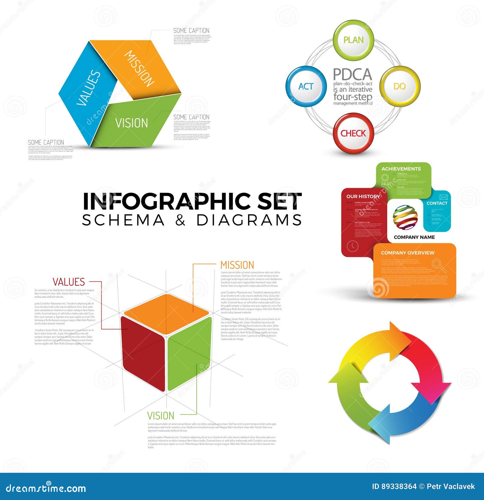 Collection Of Diagram Schema Templates Vector Illustration ...