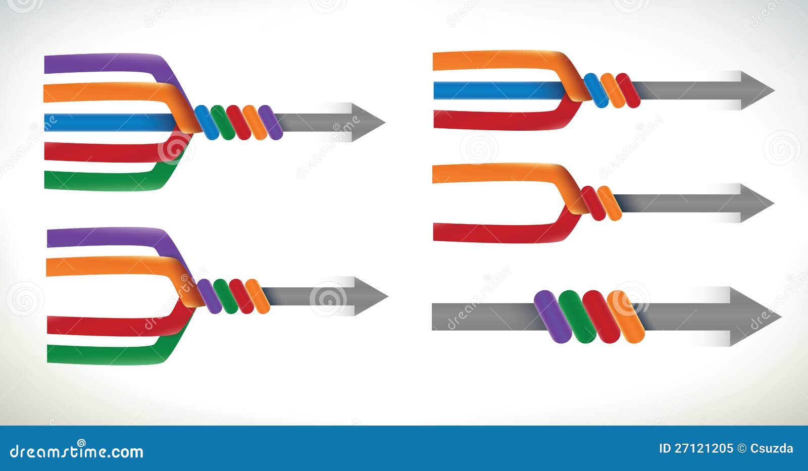 Collection of Diagrams of Uniting Arrows Stock Vector - Illustration of ...