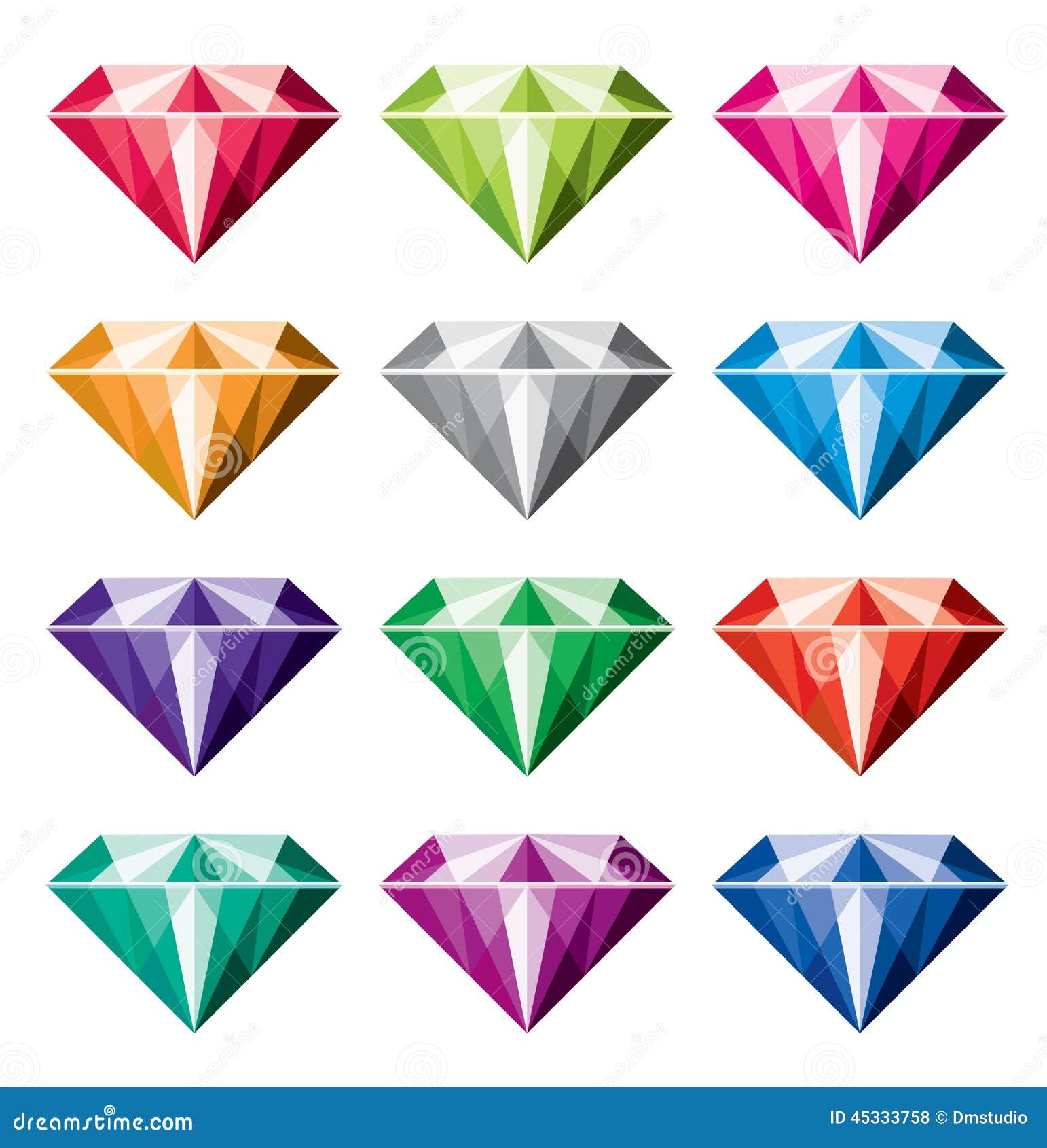 Vector Collection of Diamonds Stock Vector - Illustration of facet ...