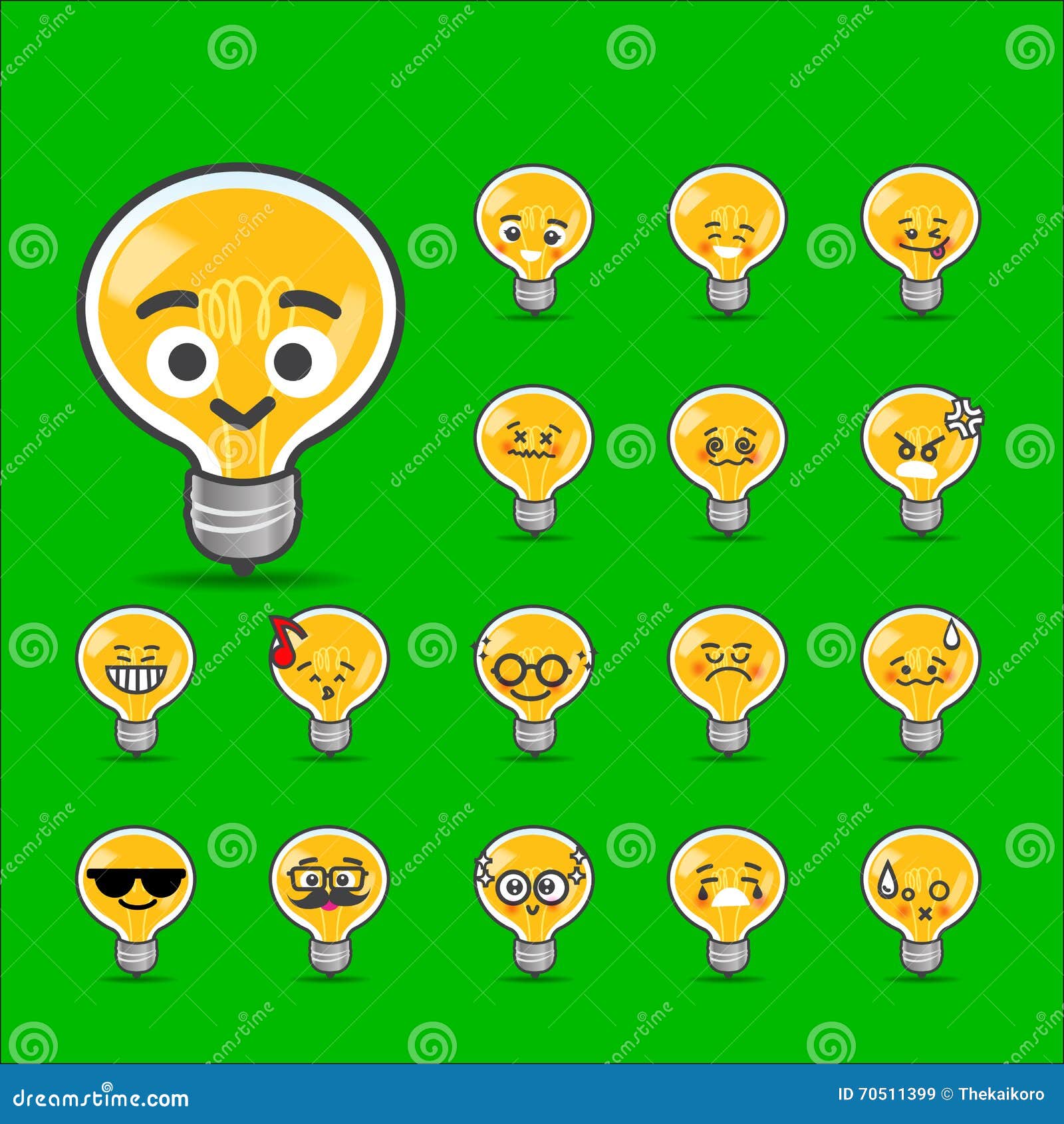 Collection Of Difference Emoticon Bulb Lamp Cartoon | CartoonDealer.com ...
