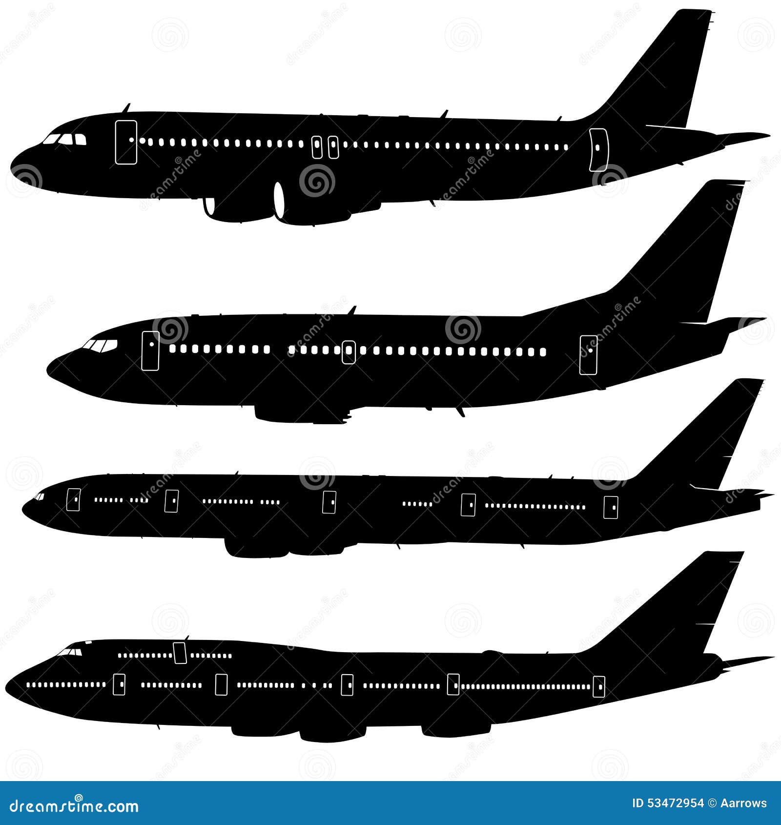Boeing 707 Silhouettes Cartoon Vector | CartoonDealer.com #8951915