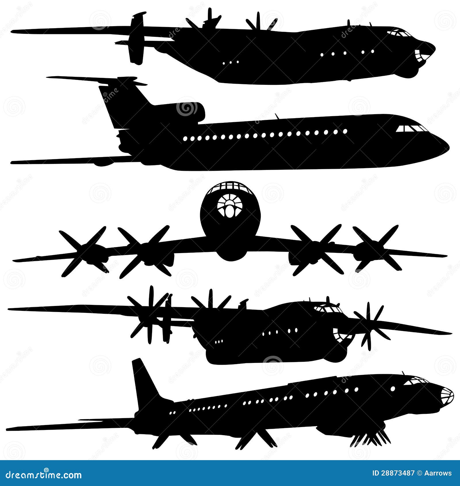 Airplane Silhouettes Aviation Themed Seamless Repeating Pattern Vector ...