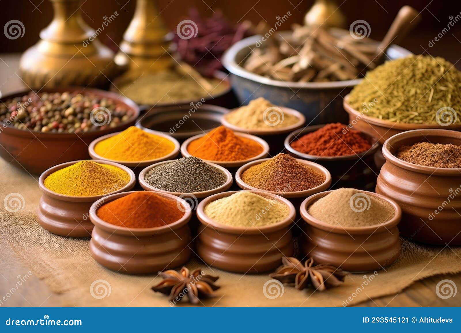 A Collection of Different Arabic Spices in Small Containers Stock Image ...