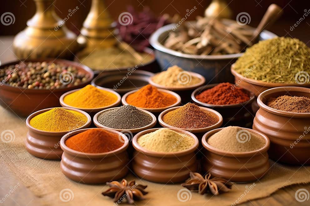 A Collection of Different Arabic Spices in Small Containers Stock Image ...
