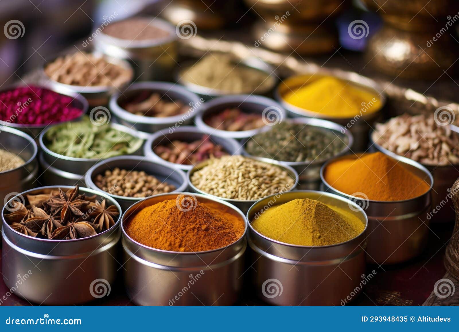 A Collection of Different Arabic Spices in Small Containers Stock Image ...