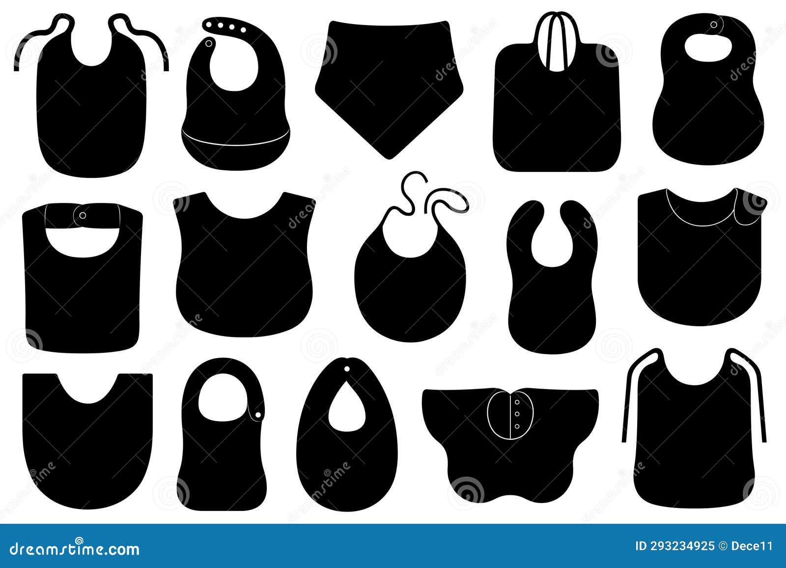 Collection of Different Baby Bibs Stock Vector - Illustration of cute ...
