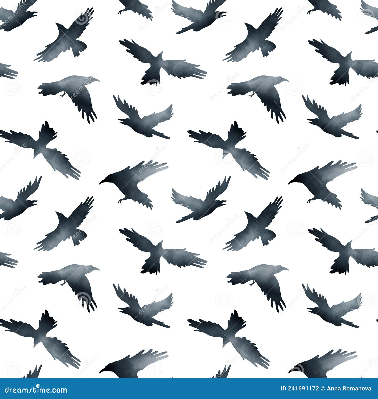 Flock Of Crows. Flying Black Birds In Sky Monochrome Flutter Raven ...