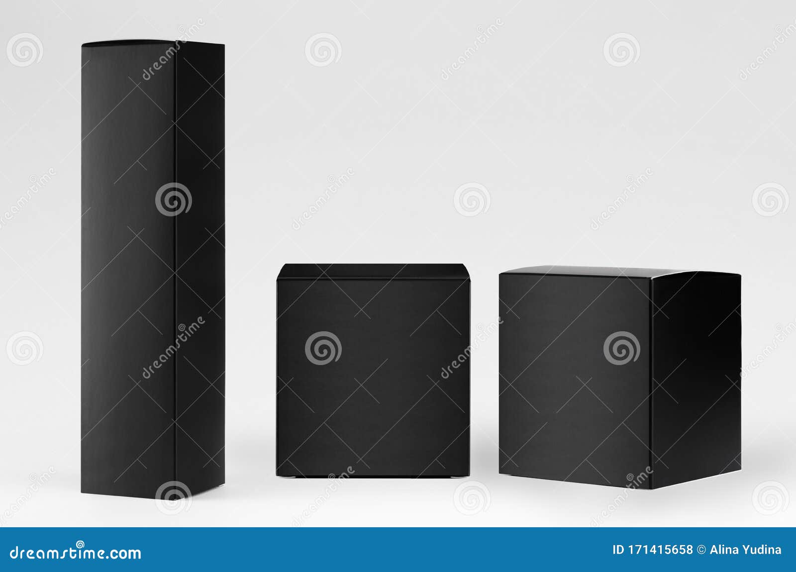 Collection of Different Black Paper Boxes - Tall Slim Rectangle, Square ...