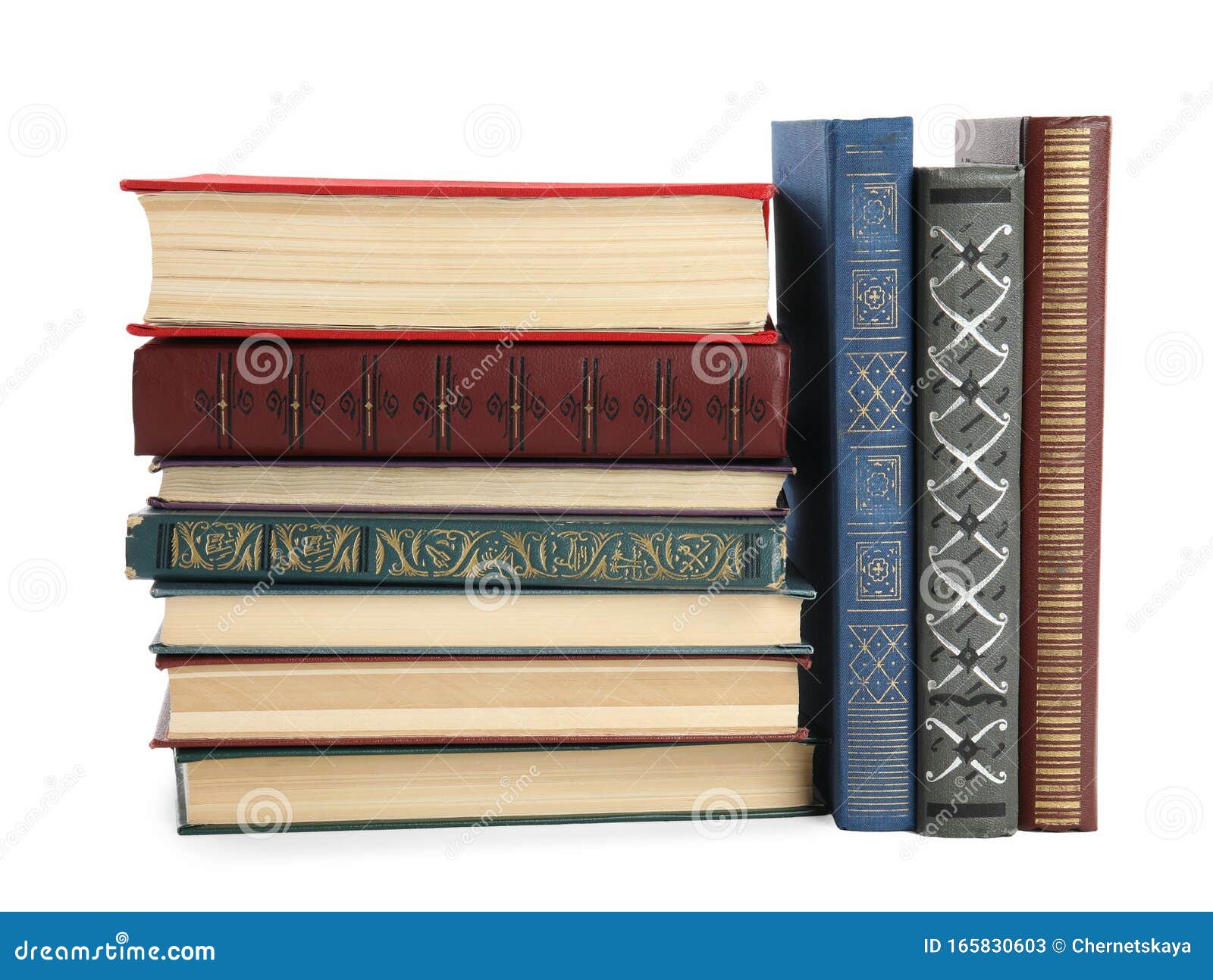 Collection of Different Books Isolated Stock Image - Image of aged ...