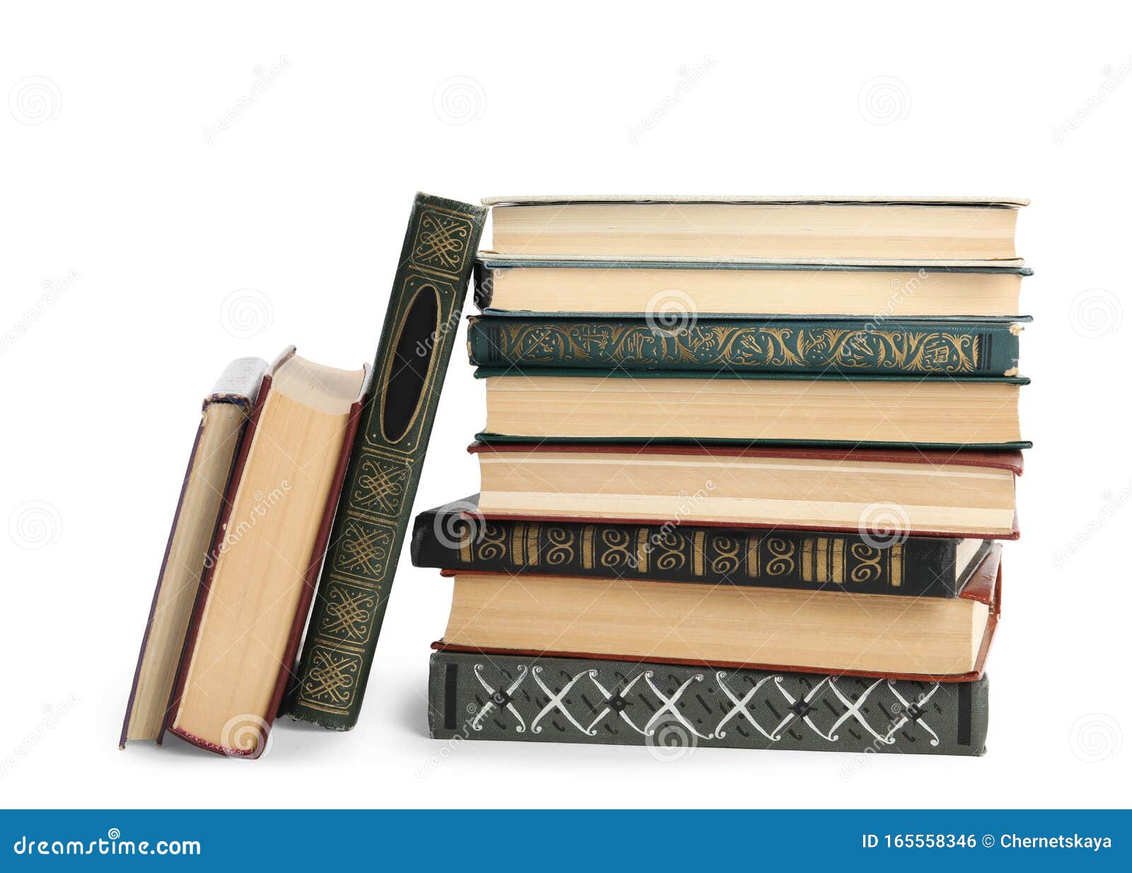 Collection of Different Books on White Stock Photo - Image of history ...