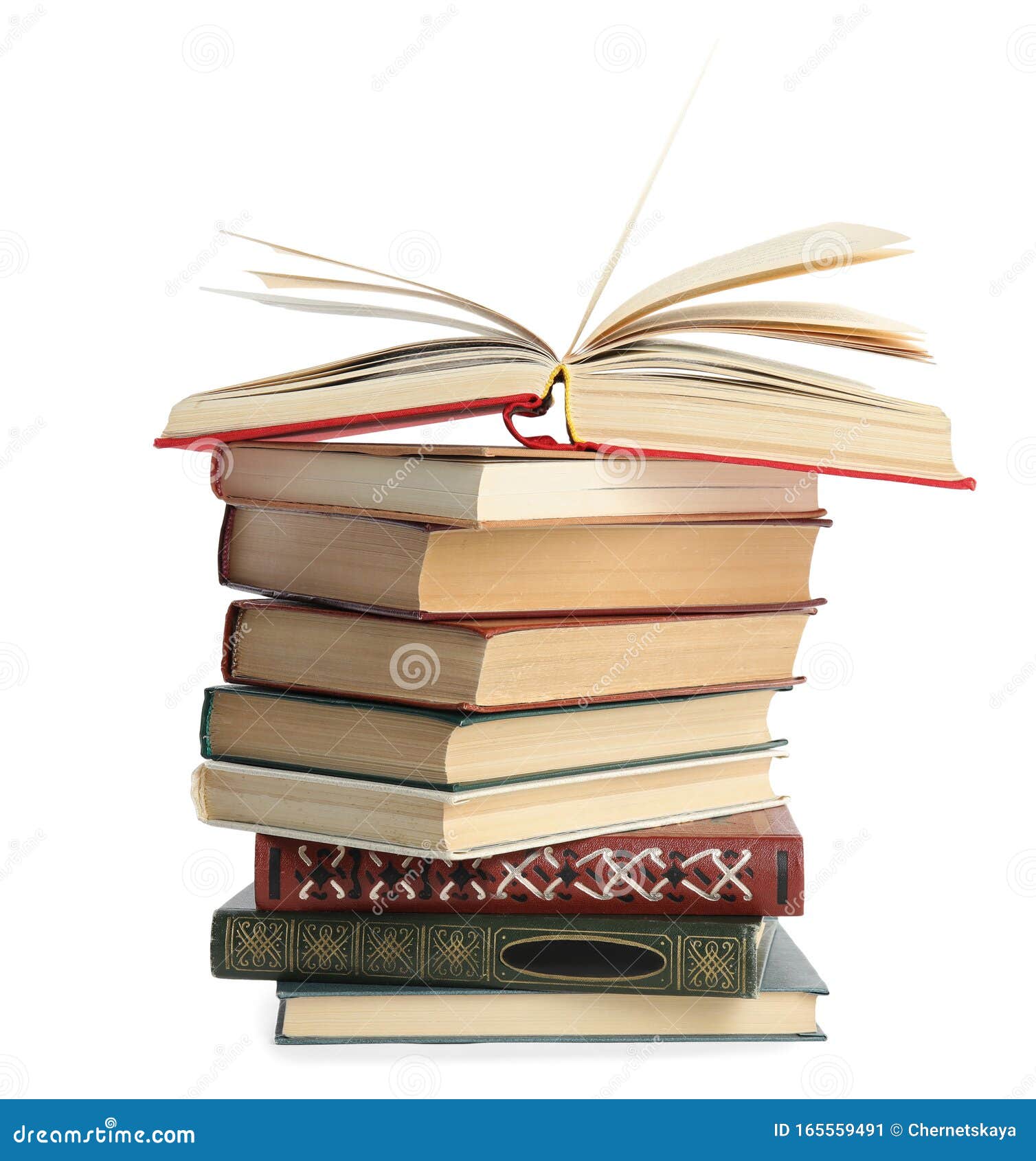 Collection of Different Books Isolated on White Stock Image - Image of ...