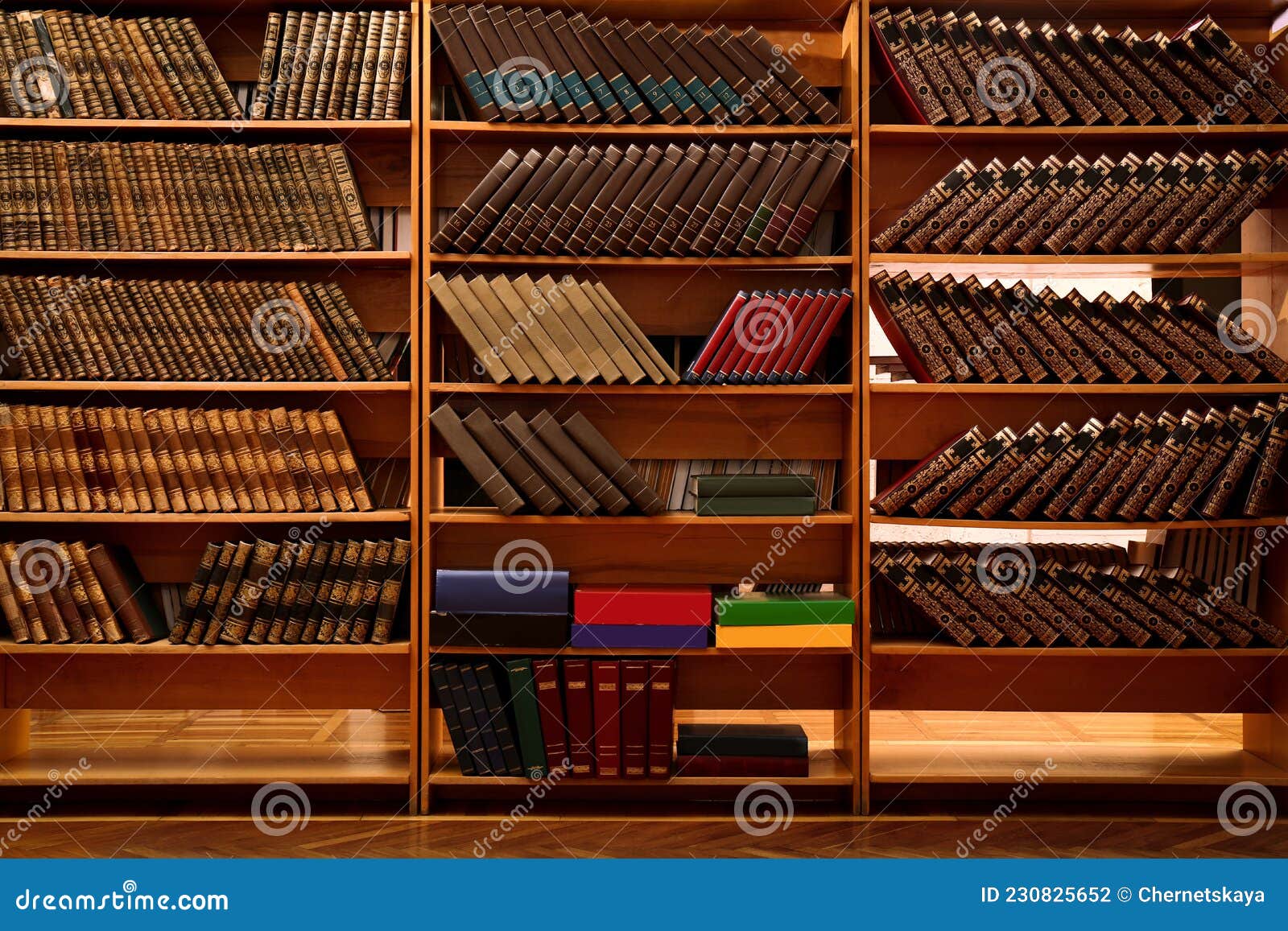 Collection of Different Books on Shelves in Library Stock Photo - Image ...