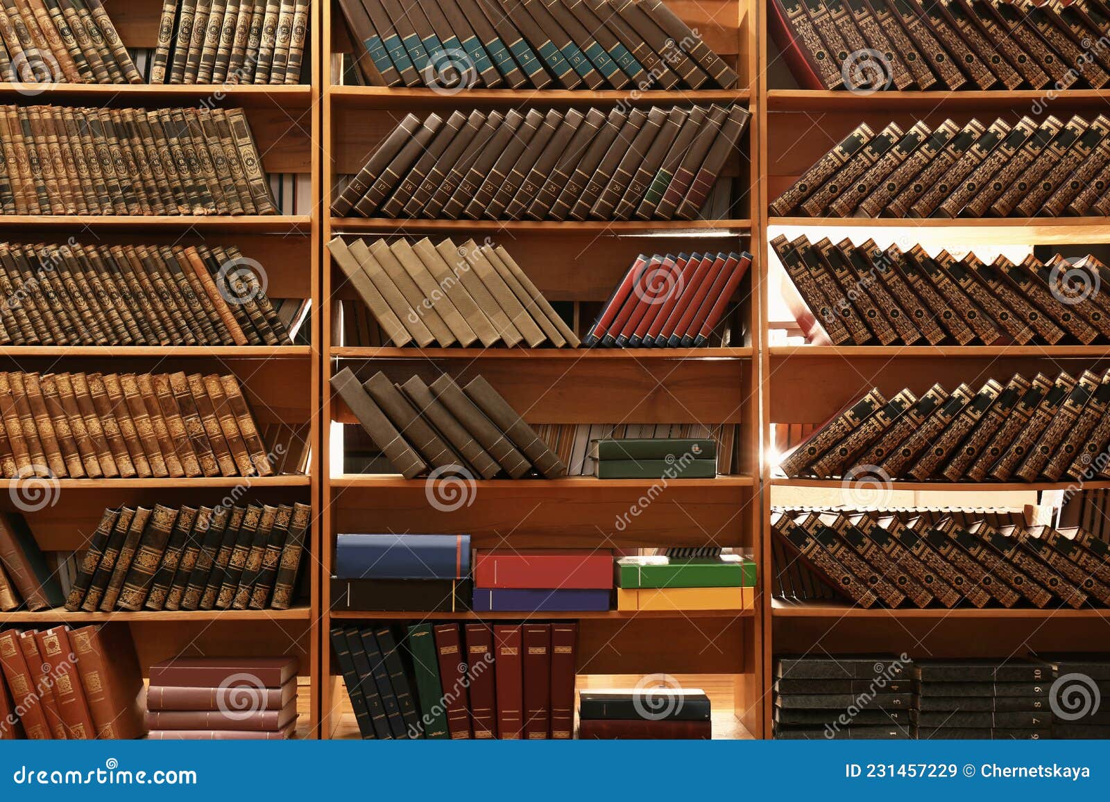 Collection of Different Books on Shelves in Library Stock Image - Image ...