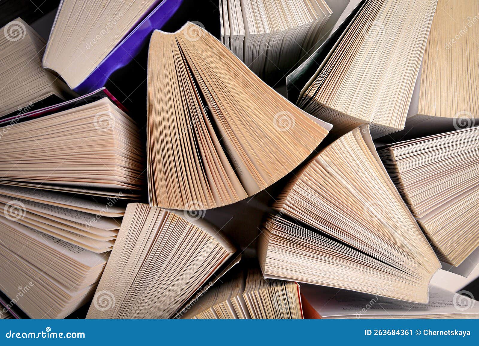 Collection of Different Books on White Shelf, Above View Stock Image ...