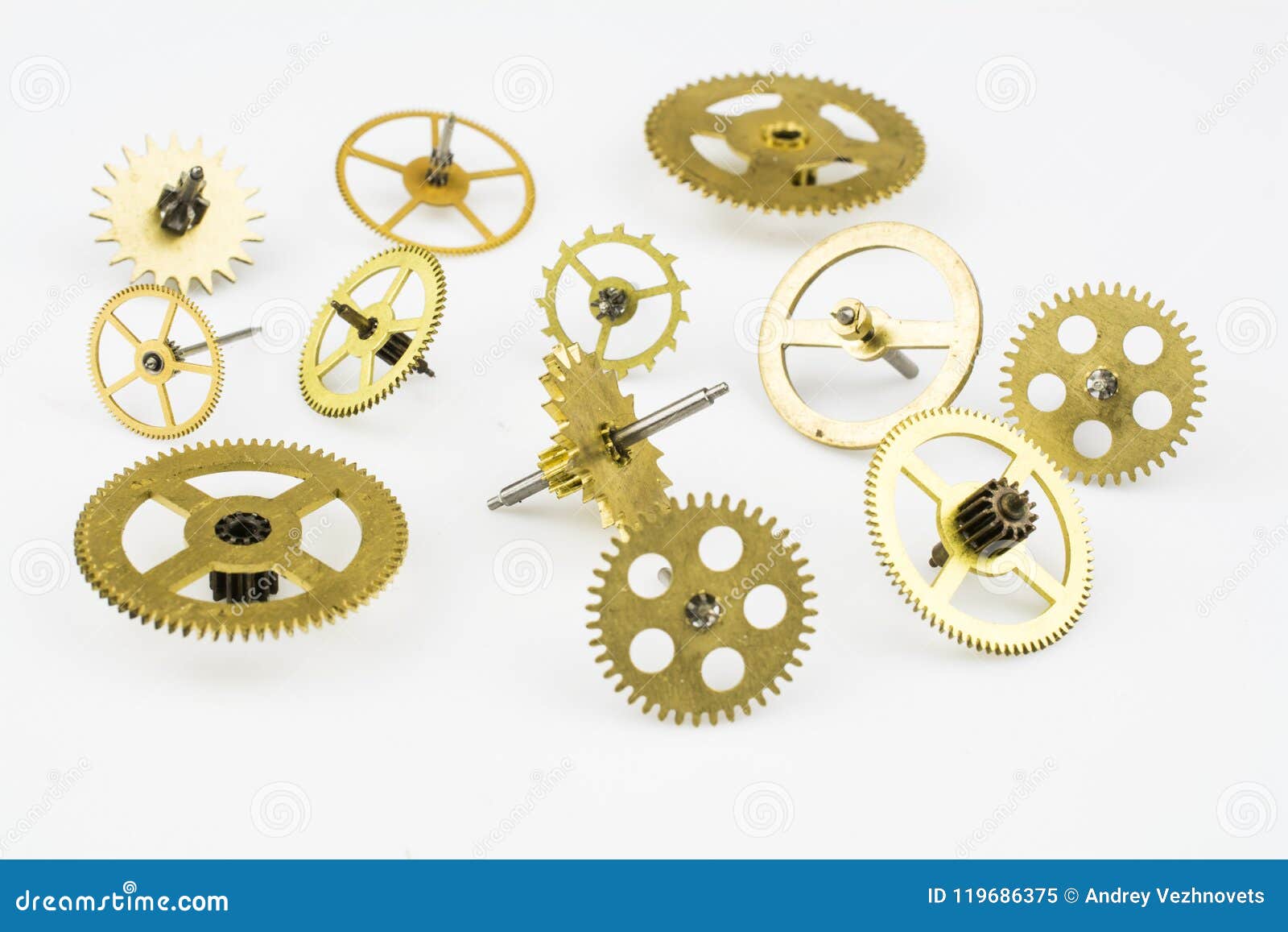 Collection Different on a from Bronze a Cog-wheels from a Clock Stock ...