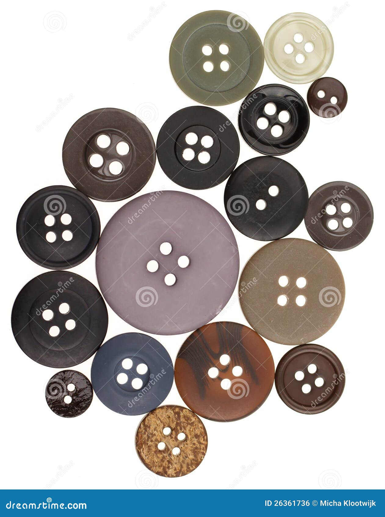 A Collection of Different Buttons Stock Photo - Image of silver, sewing ...
