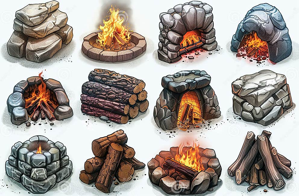 Campfire Variations stock illustration. Illustration of firepit - 325353688