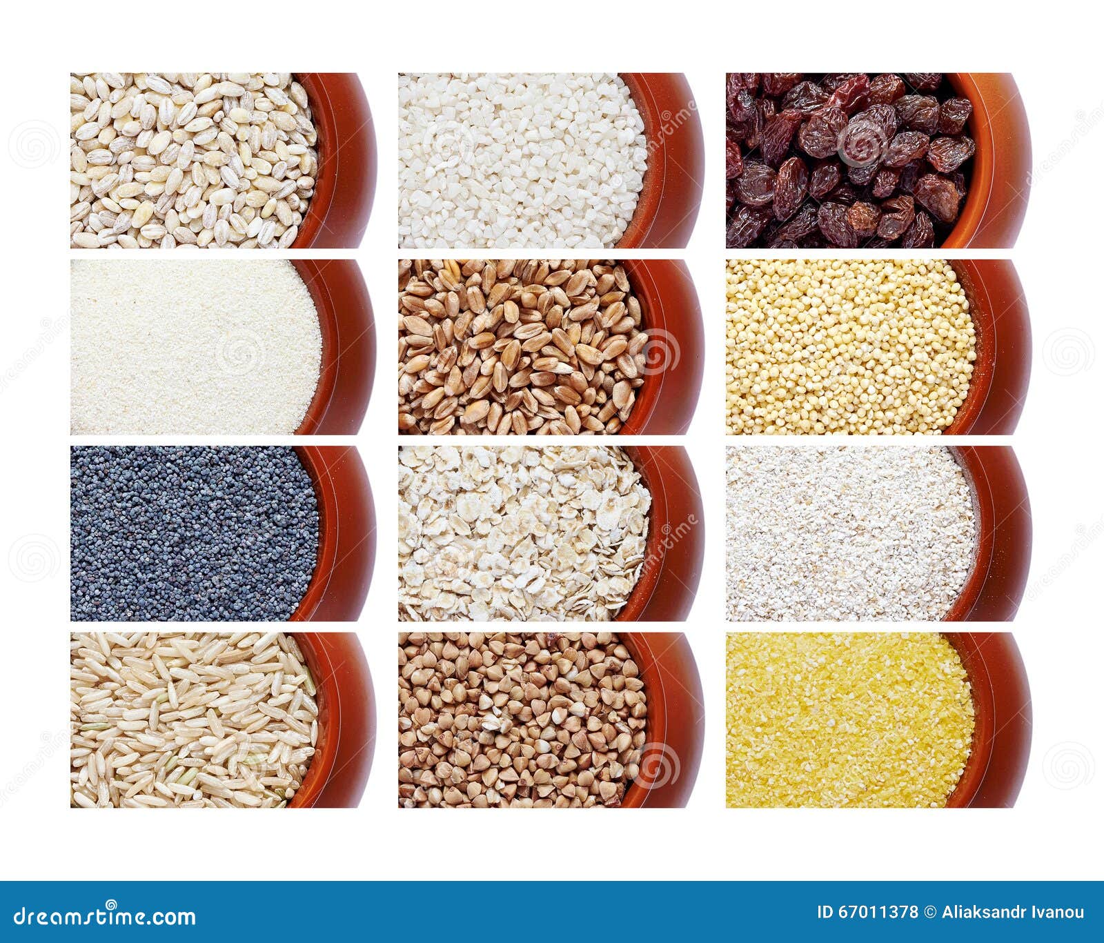 Collection of Different Cereals in Pots. Stock Photo - Image of gourmet ...