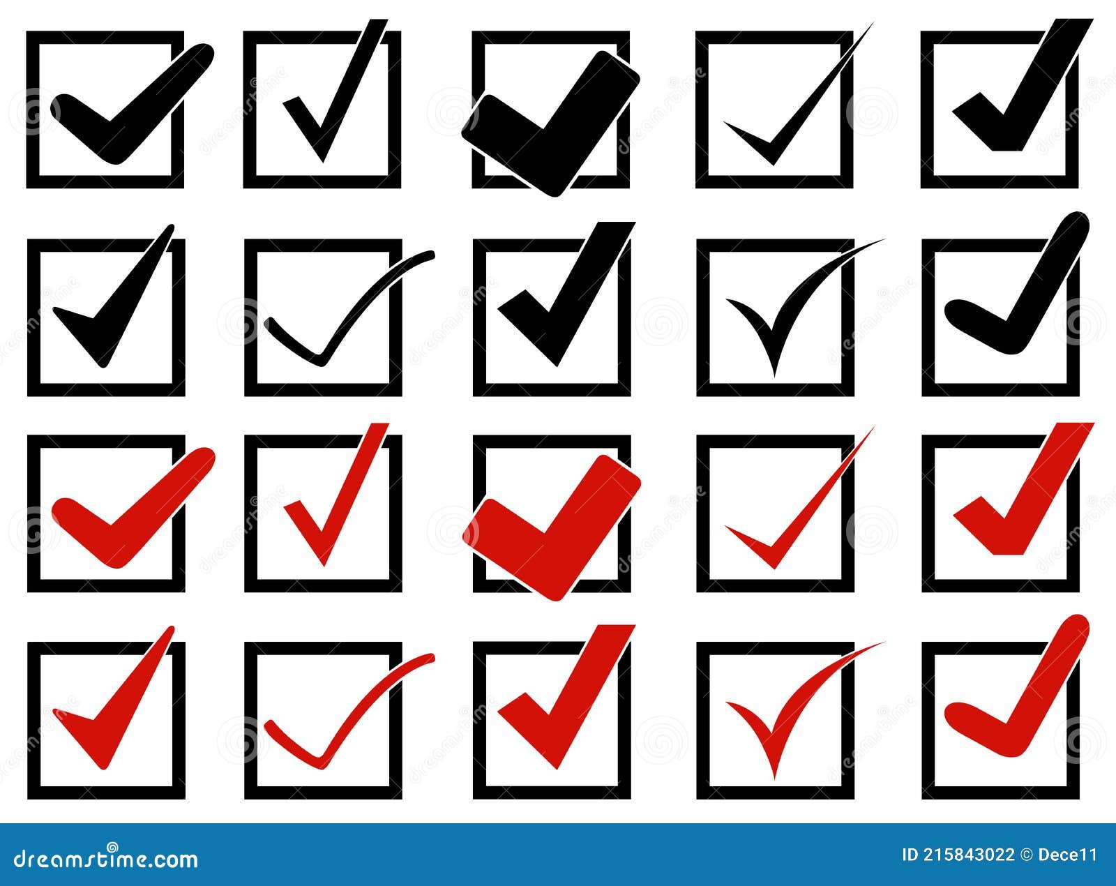 Set Of Different Check Marks In Boxes Vector Illustration ...