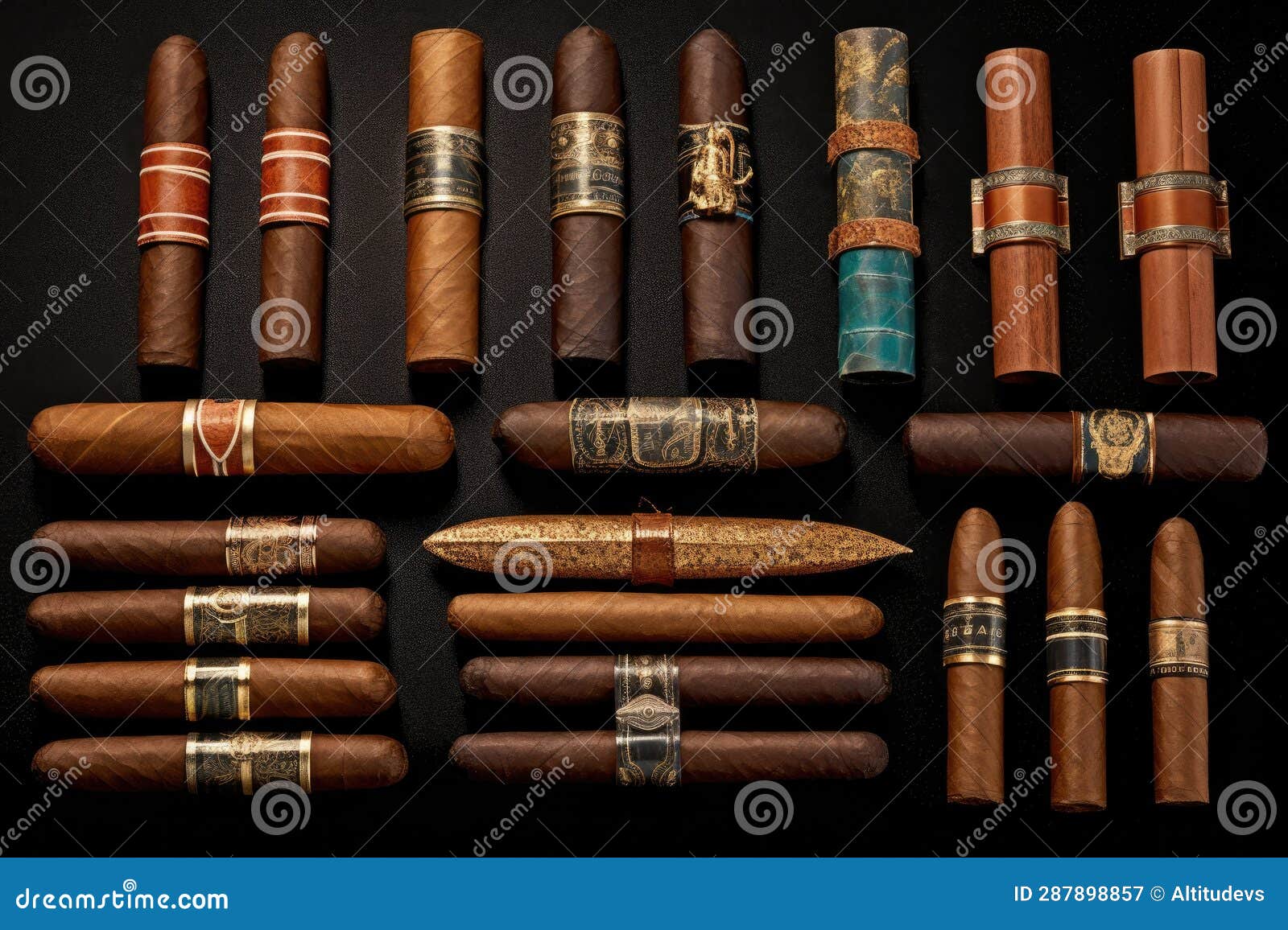 A Collection of Different Cigar Shapes and Sizes Stock Illustration ...