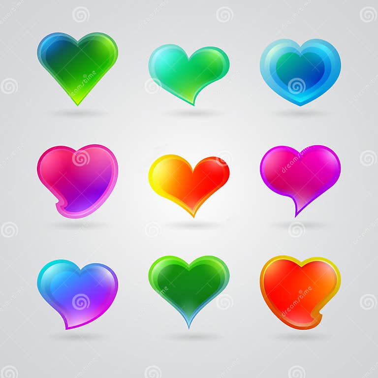 Collection of Different Color Hearts Stock Illustration - Illustration ...
