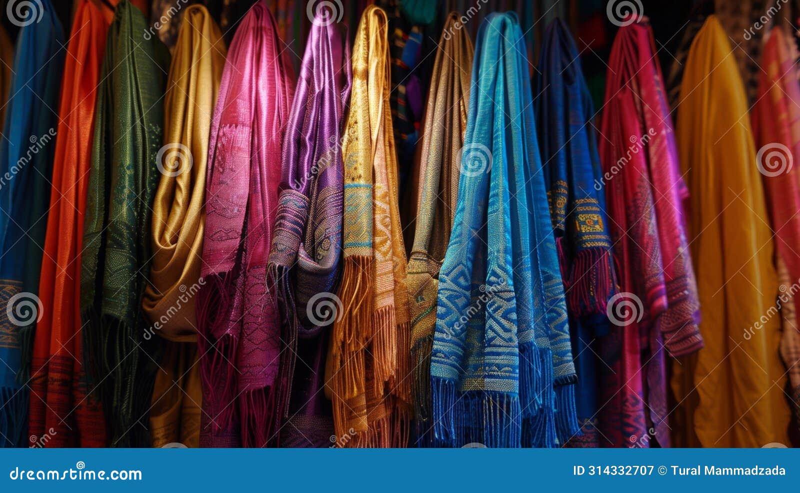 Close Up of Various Colored Scarves on Display Stock Image - Image of ...