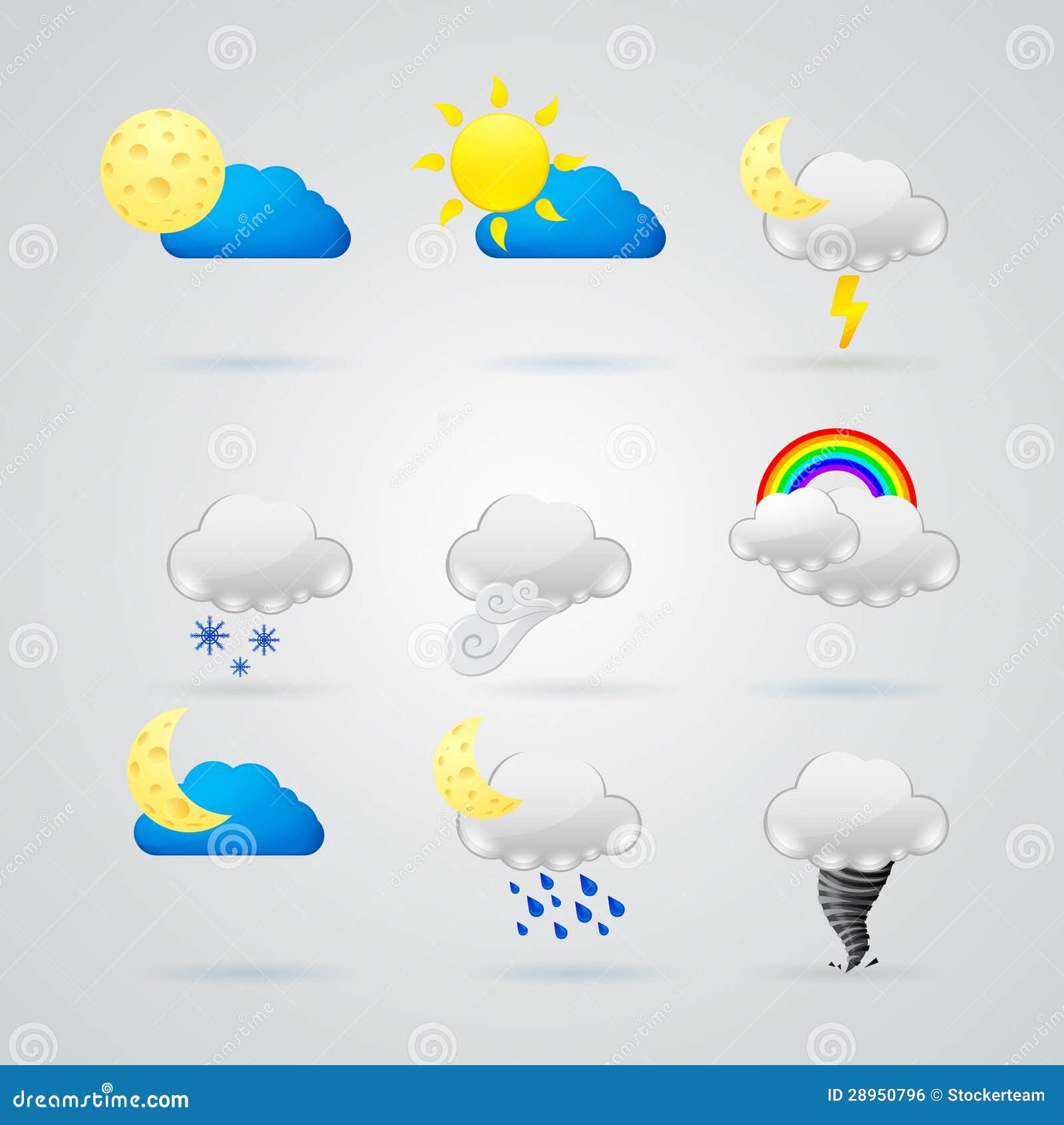 Collection of Different Color Weather Icons Stock Illustration ...