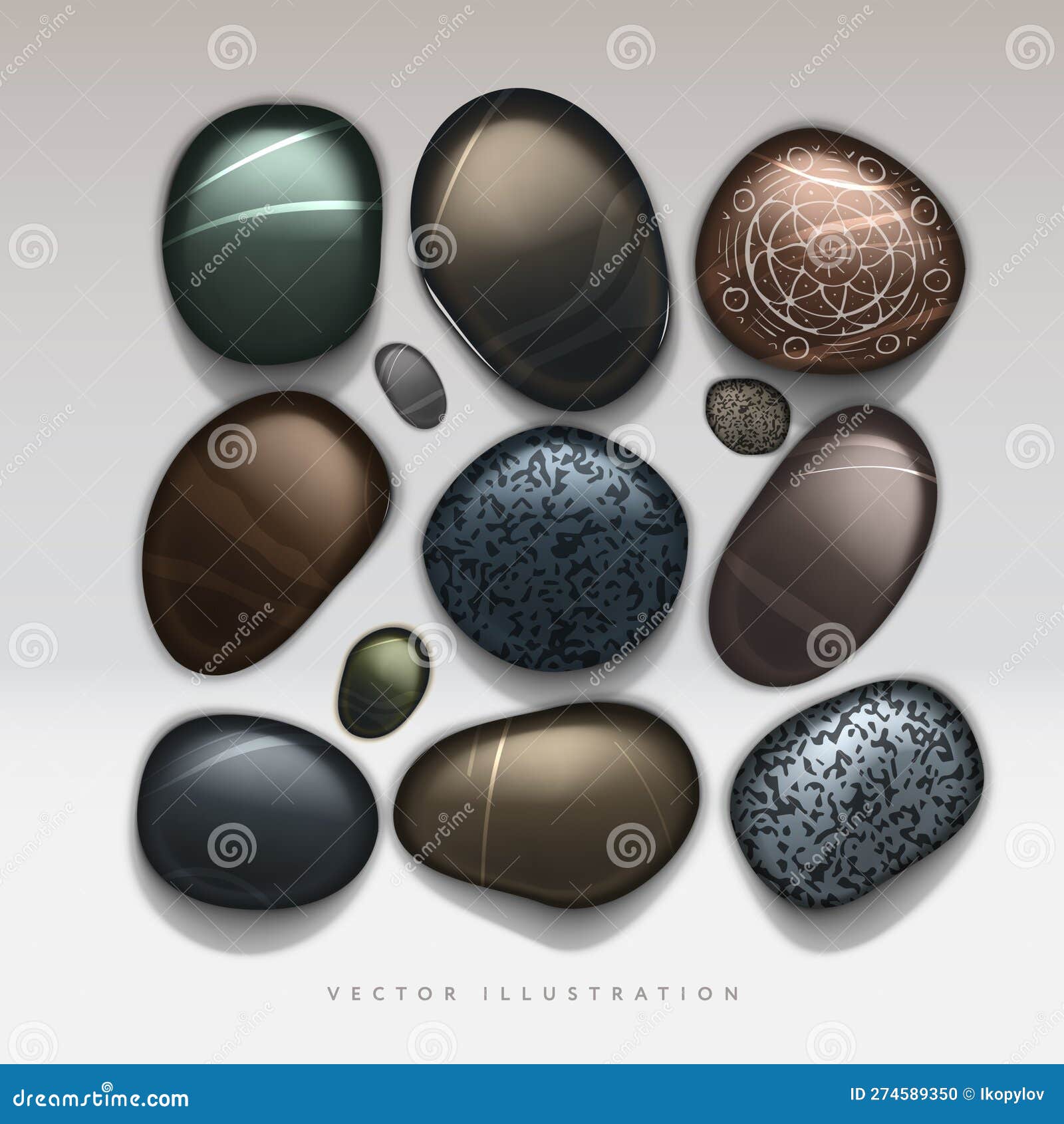 Collection of Different Colored Pebble Stones Vector Stock Vector ...
