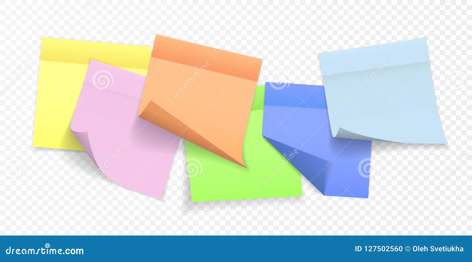 Collection of Different Colored Sheets of Note Papers with Curled ...