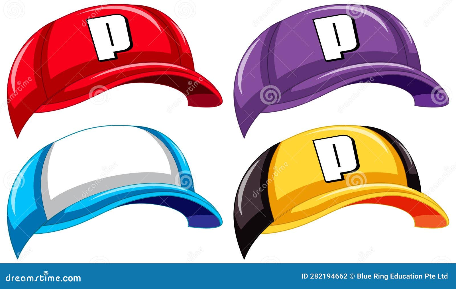 Collection of Different Colour of Caps Stock Vector - Illustration of ...