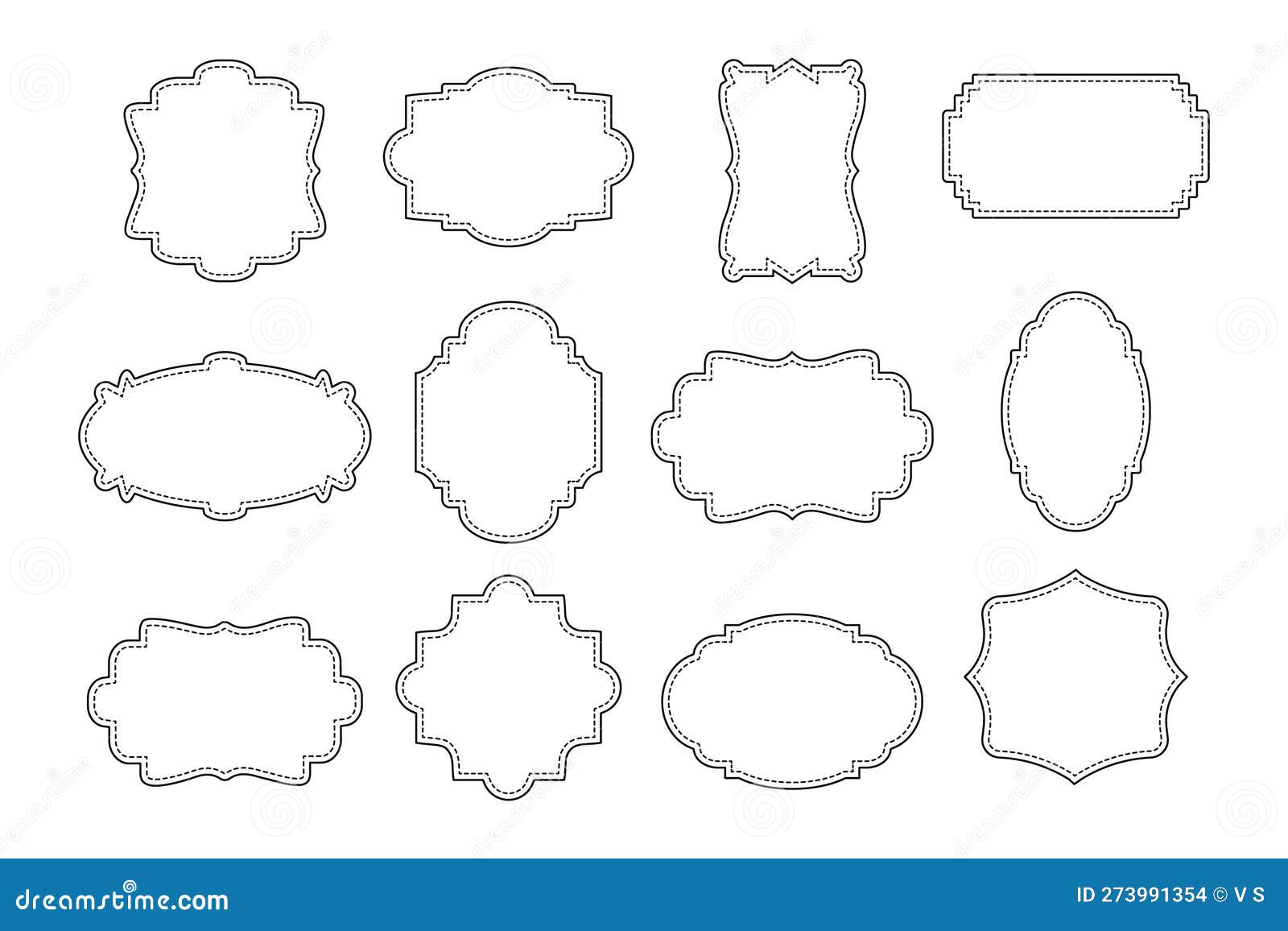 Collection of Different Curly Frames for Text, Labels. Contour Frames ...