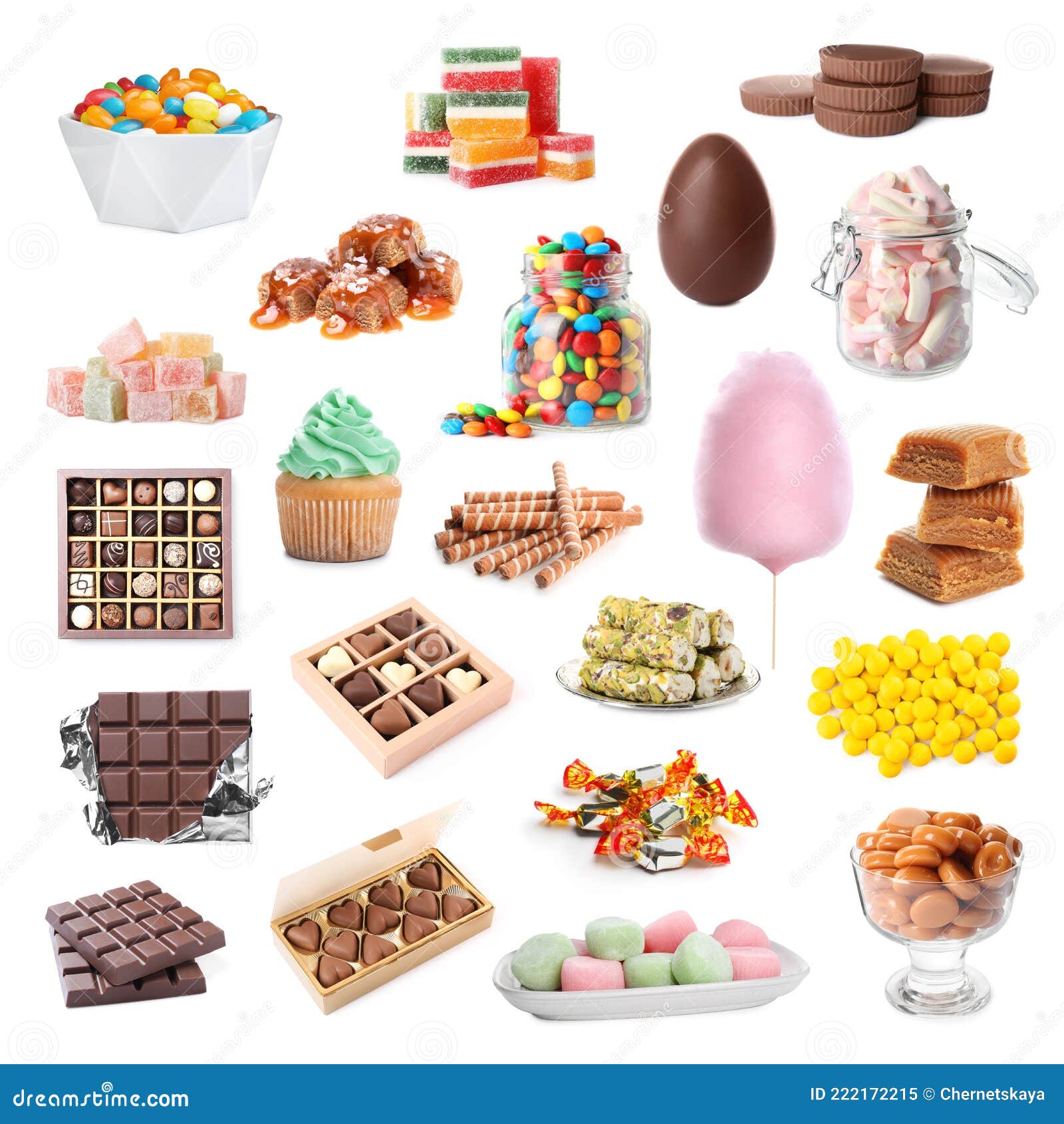 Collection of Different Delicious Confectionery on White Background ...