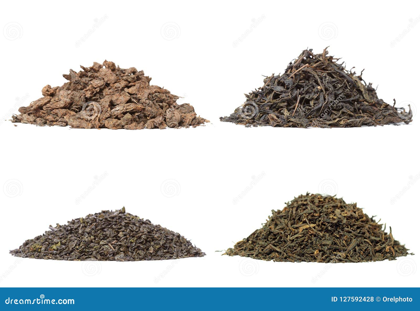 Collection of Different Dry Tea. Isolated on a White Stock Photo ...