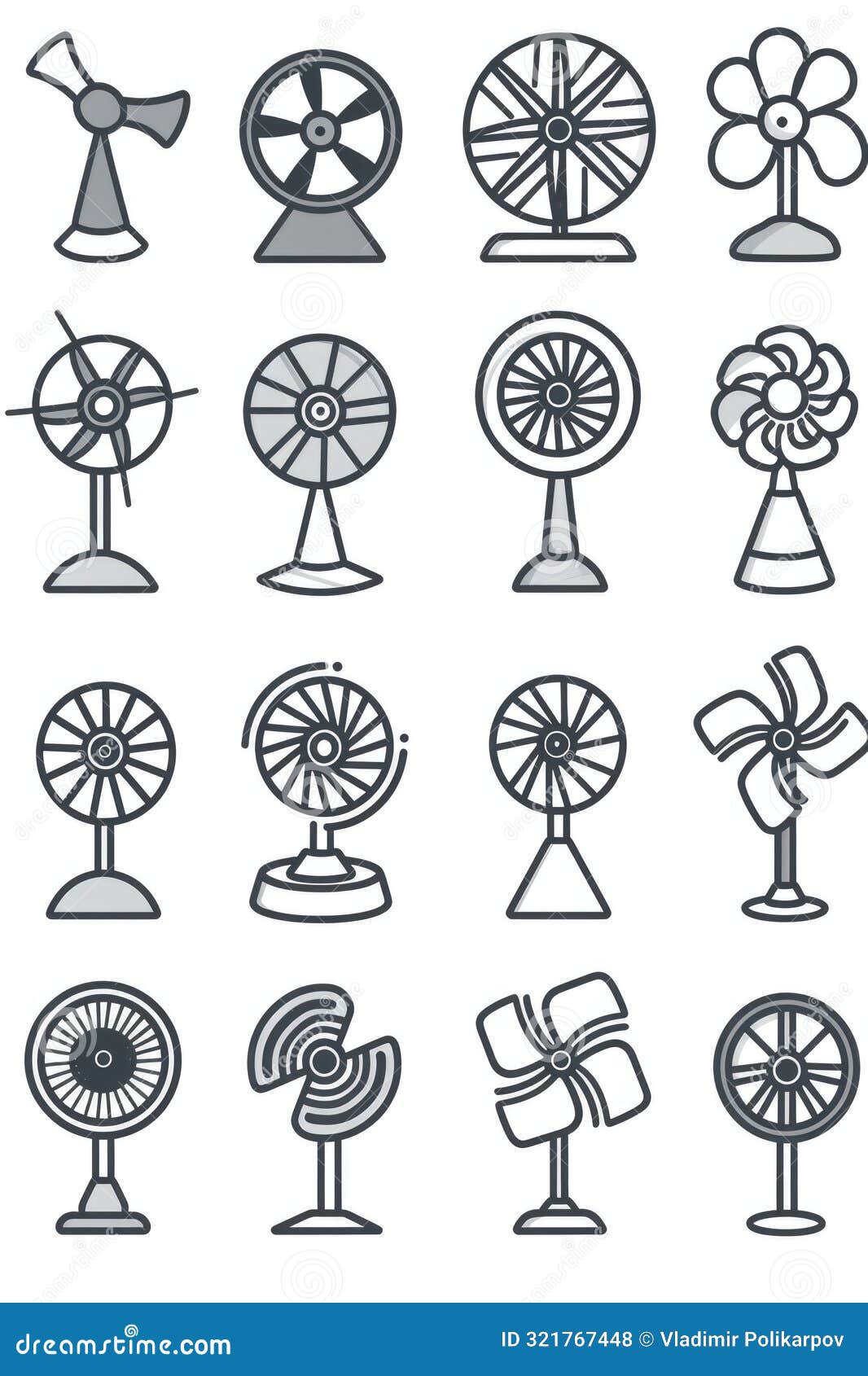 A Collection of Different Fan Types Including Ceiling Fans, Box Fans ...
