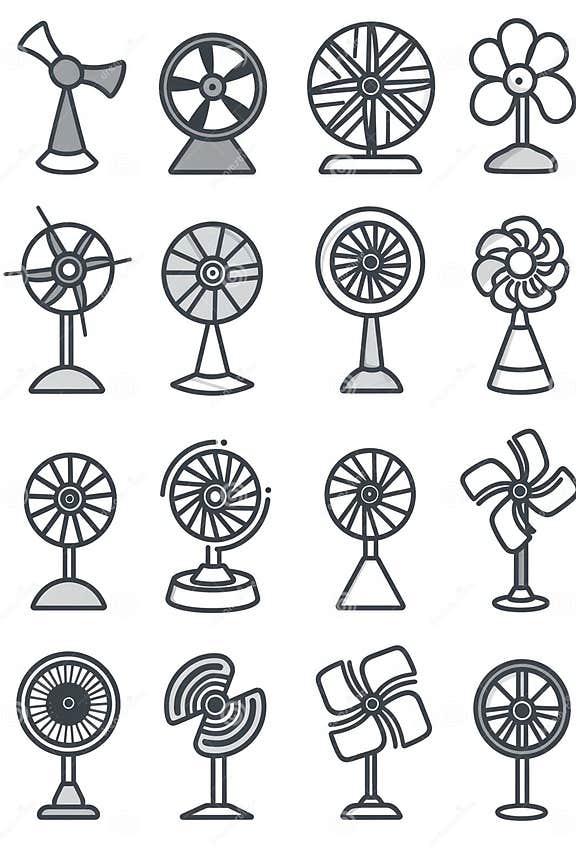 A Collection of Different Fan Types Including Ceiling Fans, Box Fans ...