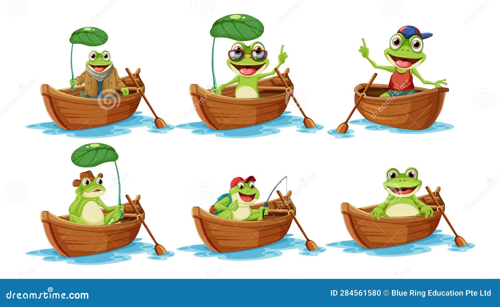 Set Of Frogs In Cartoon Style. Vector Illustration Of Reptiles Isolated ...