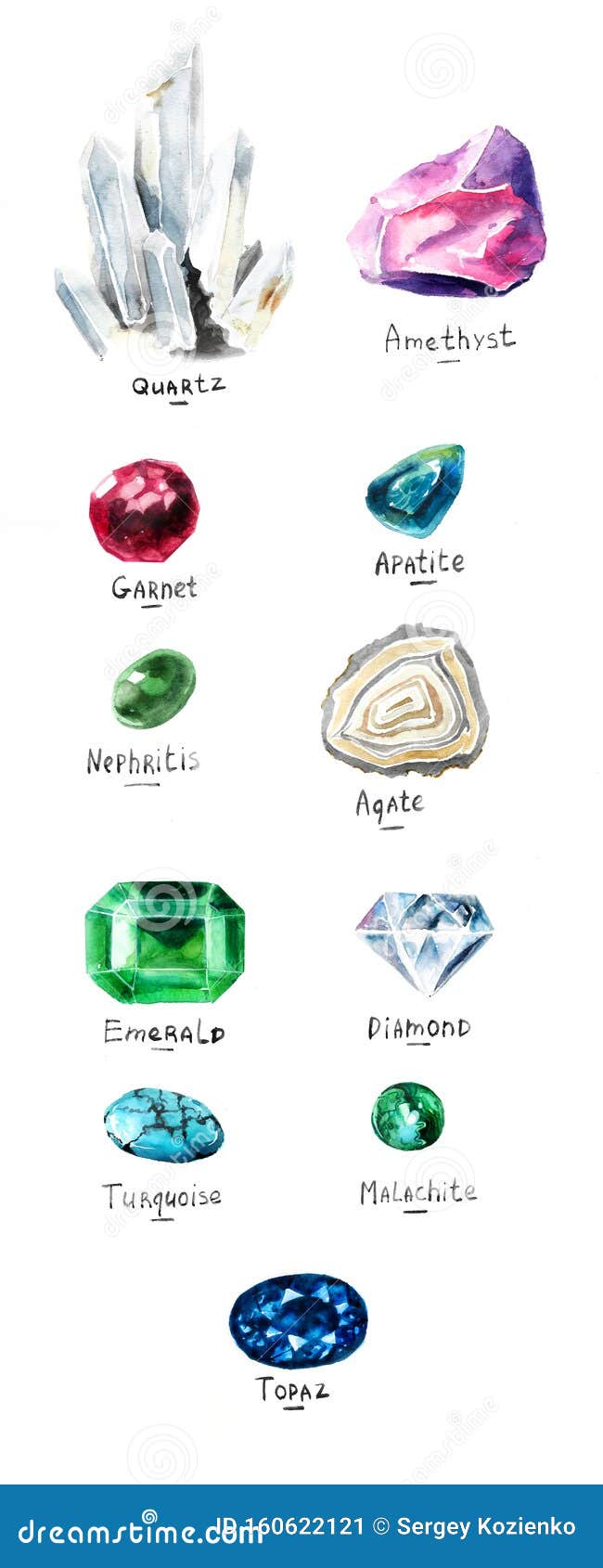 Collection of Different Gems Stock Illustration - Illustration of ...