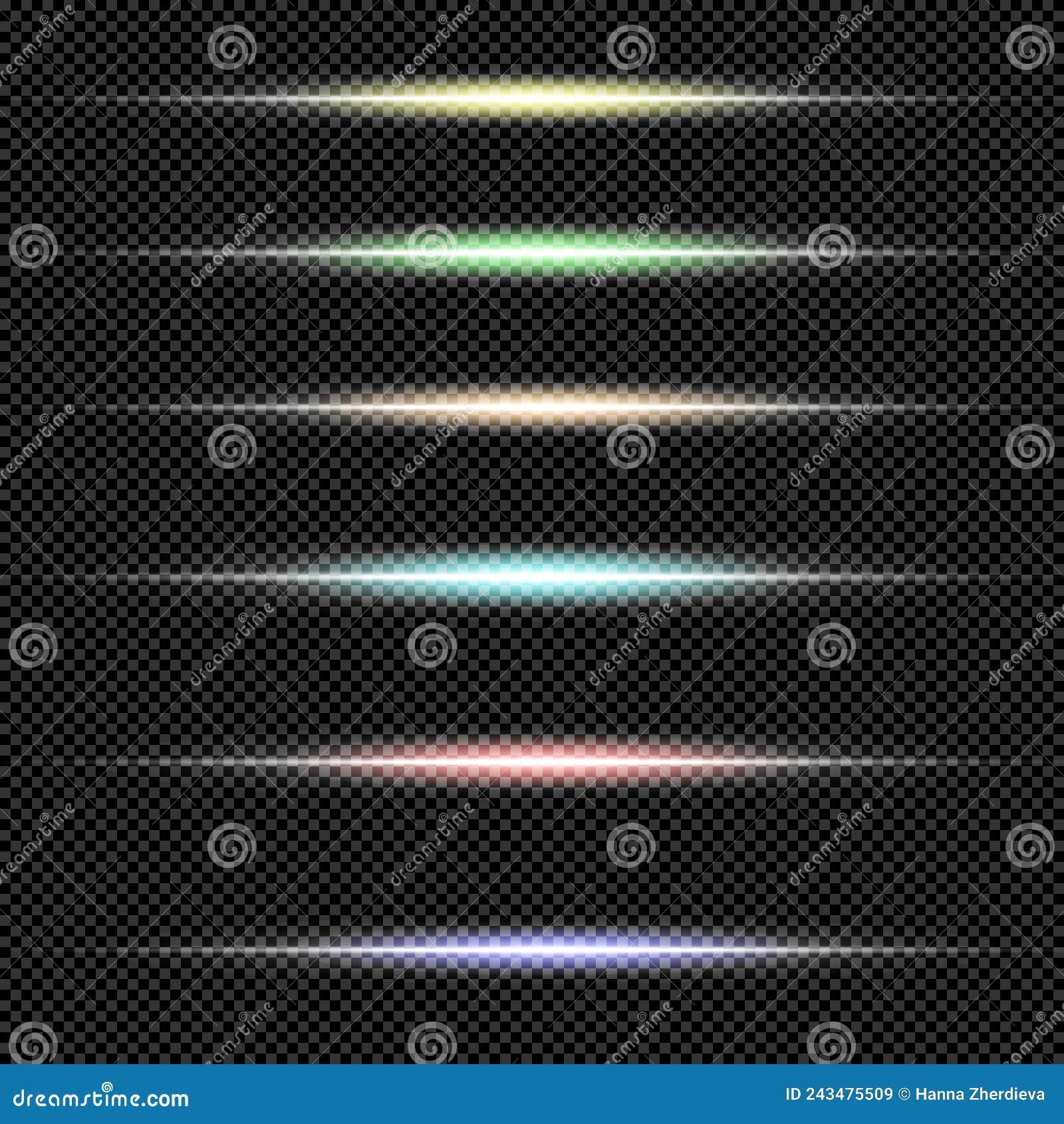 Collection of Different Glowing Horizontal Sparks. Stock Illustration ...