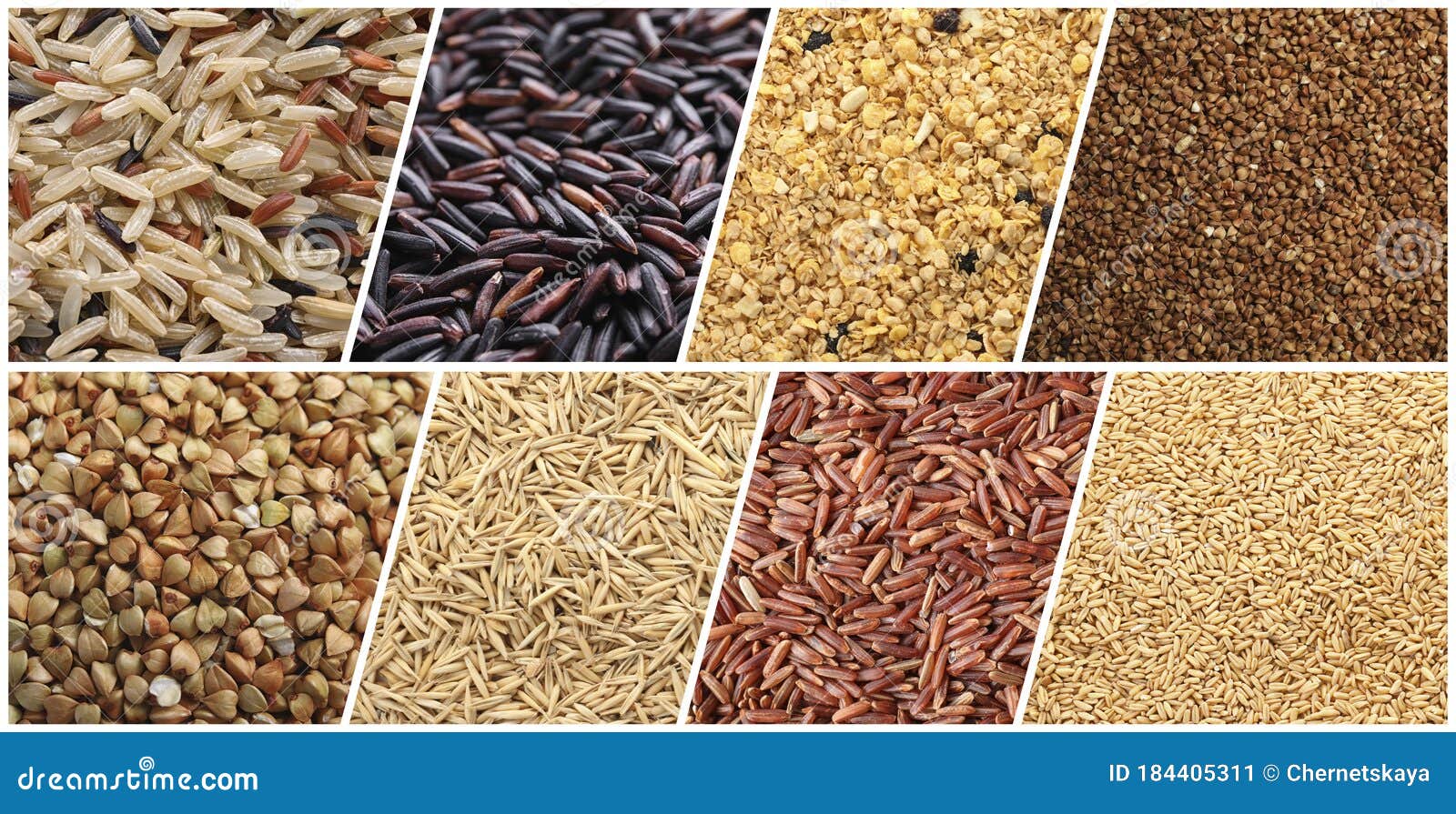 Collection of Grains and Cereals As Background. Banner Design Stock ...