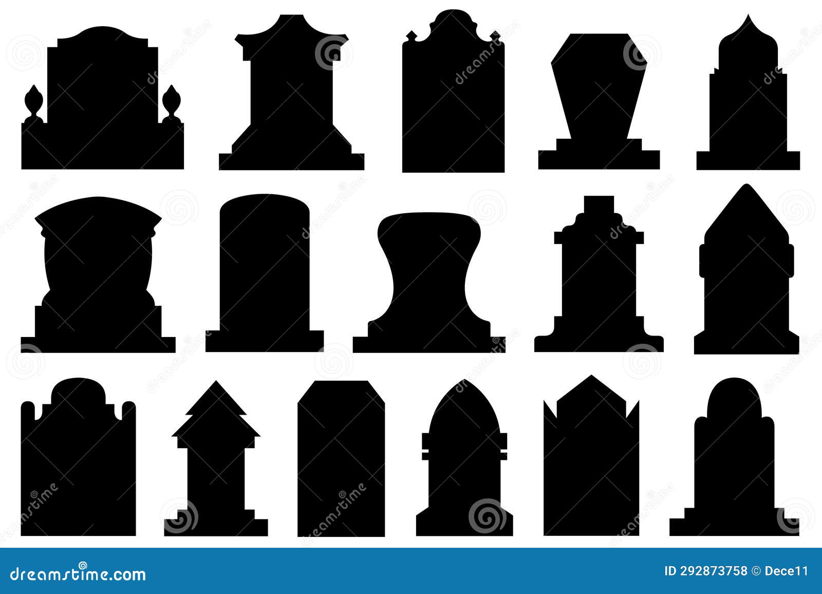 Gravestones Object Illustration Models. Collection Of Resting Places Of ...