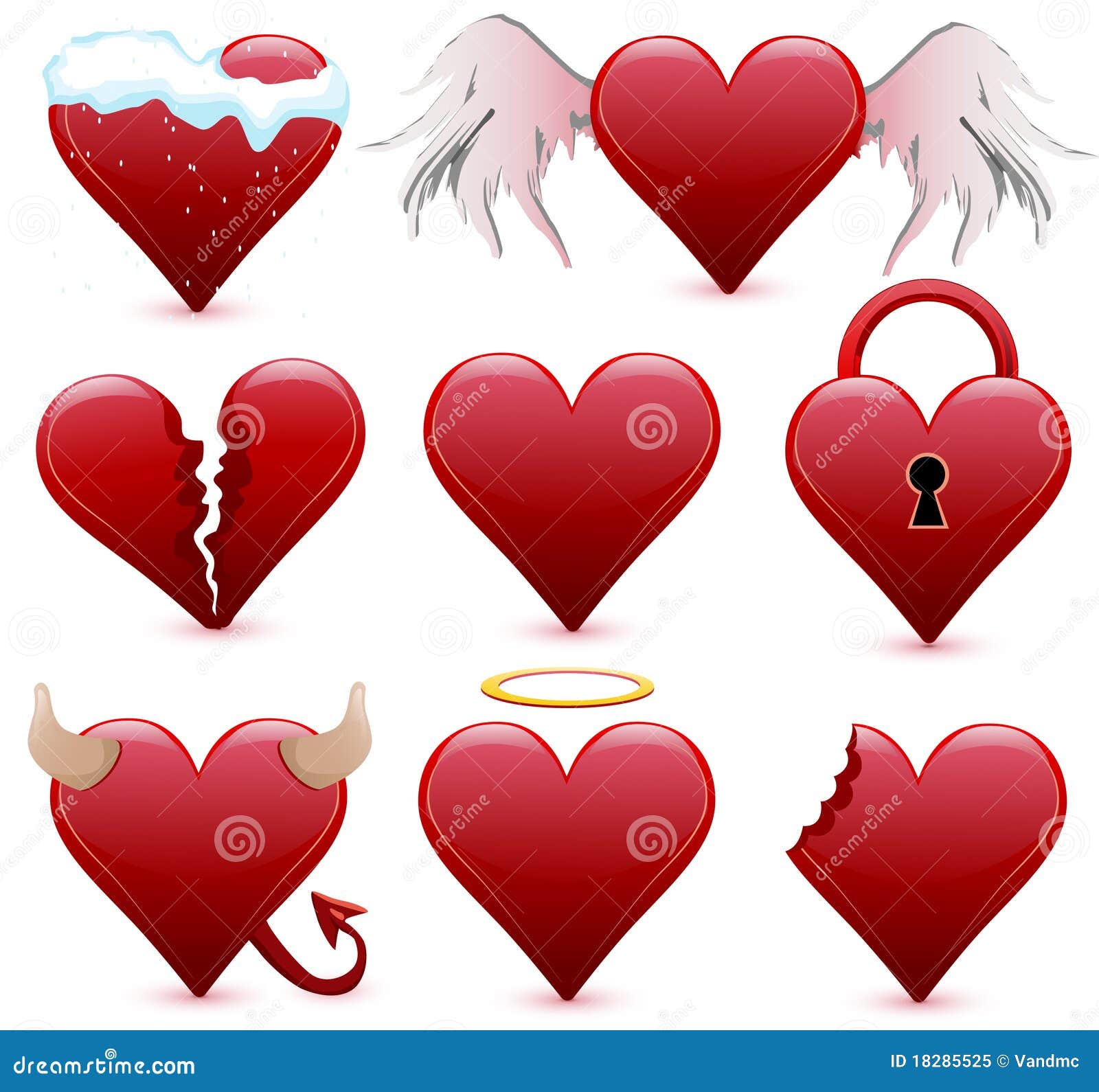 Collection of Different Hearts Stock Vector - Illustration of white ...